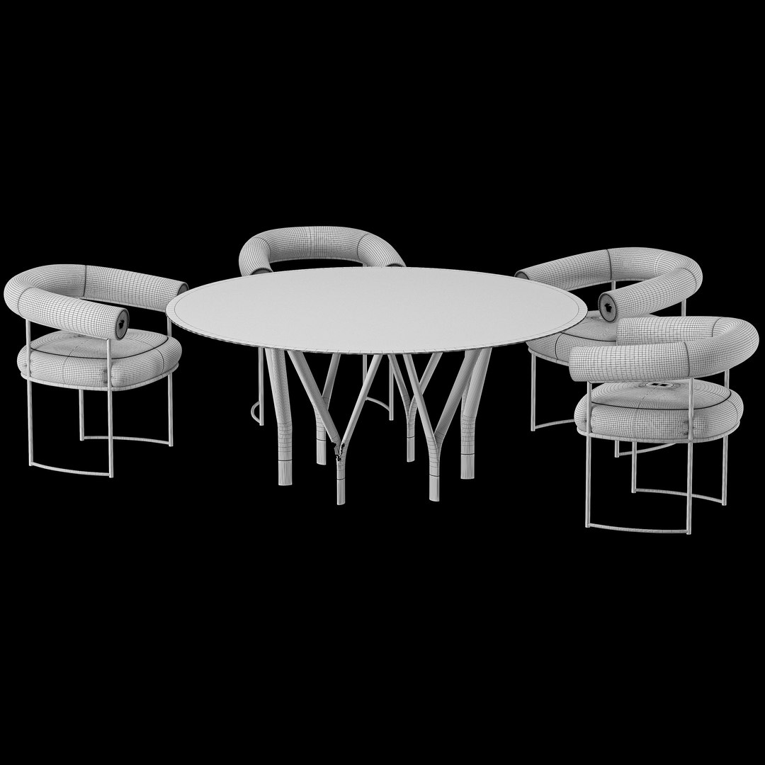 Versace Medusa Carezza Dining Table And Chair 3D - TurboSquid 2110866