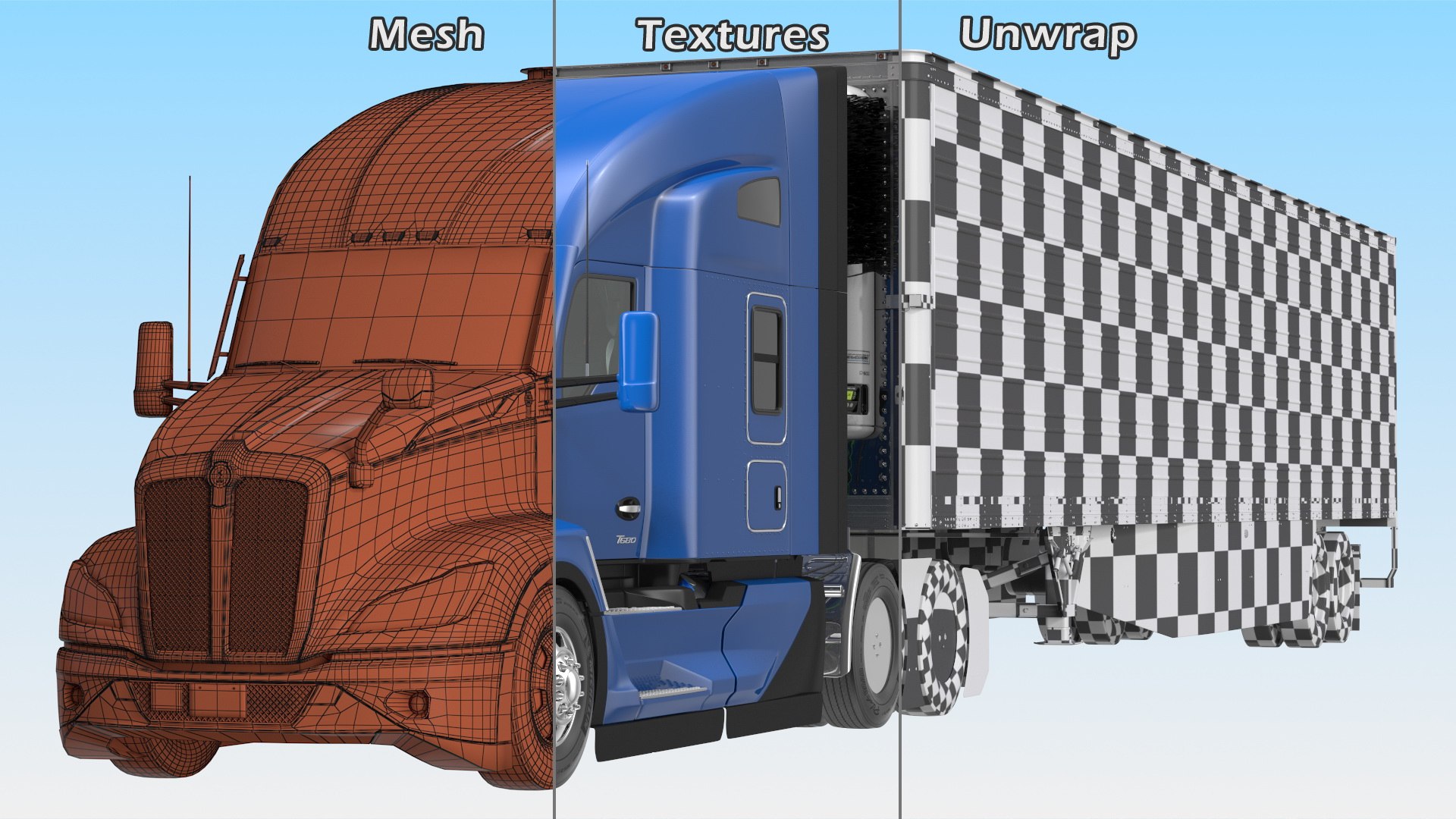 3D Kenworth Truck with Vanguard Reefer Trailer Rigged for Cinema 4D ...