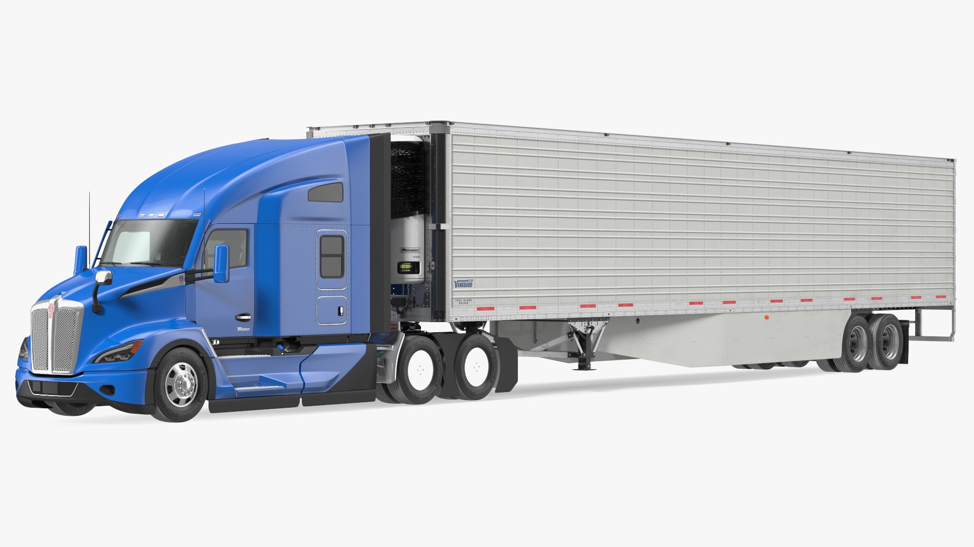 3D Kenworth Truck with Vanguard Reefer Trailer Rigged for Cinema 4D ...