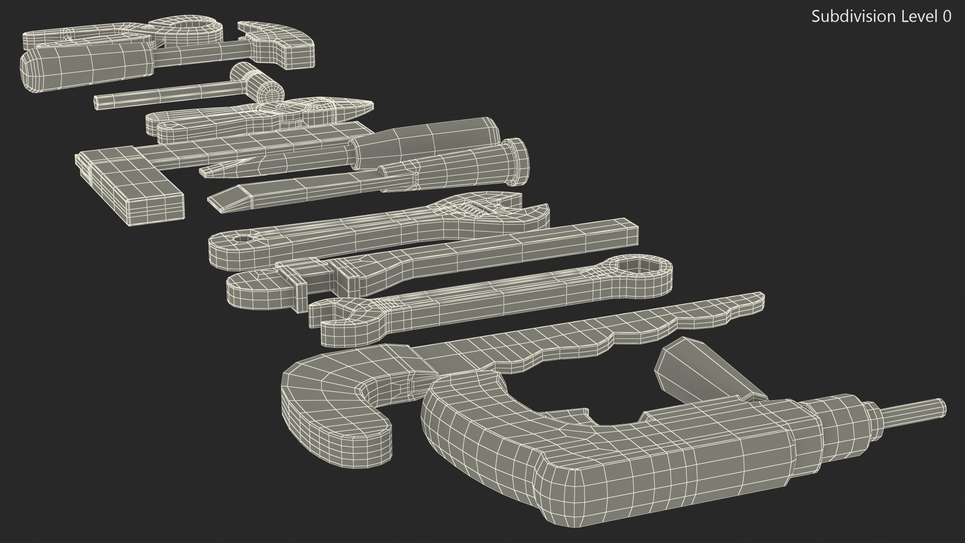 3D Colorful Wooden Tools - TurboSquid 1718400