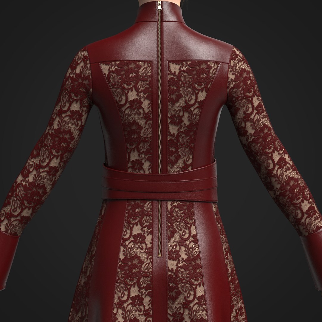 3D Leather And Lace Dress 3D Model - TurboSquid 2236422