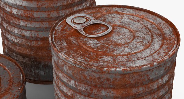 3d model tin cans rusty