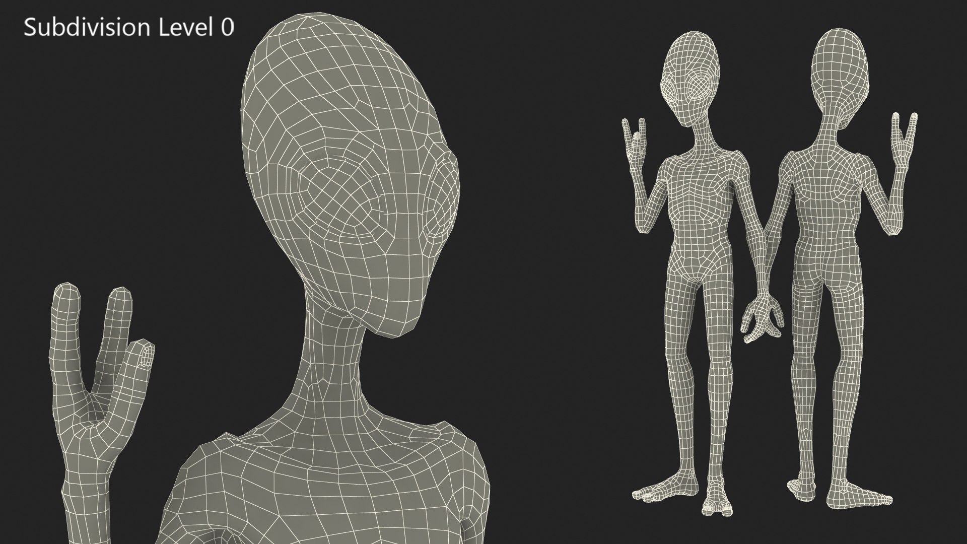 3D humanoid alien greeting pose - TurboSquid 1627777