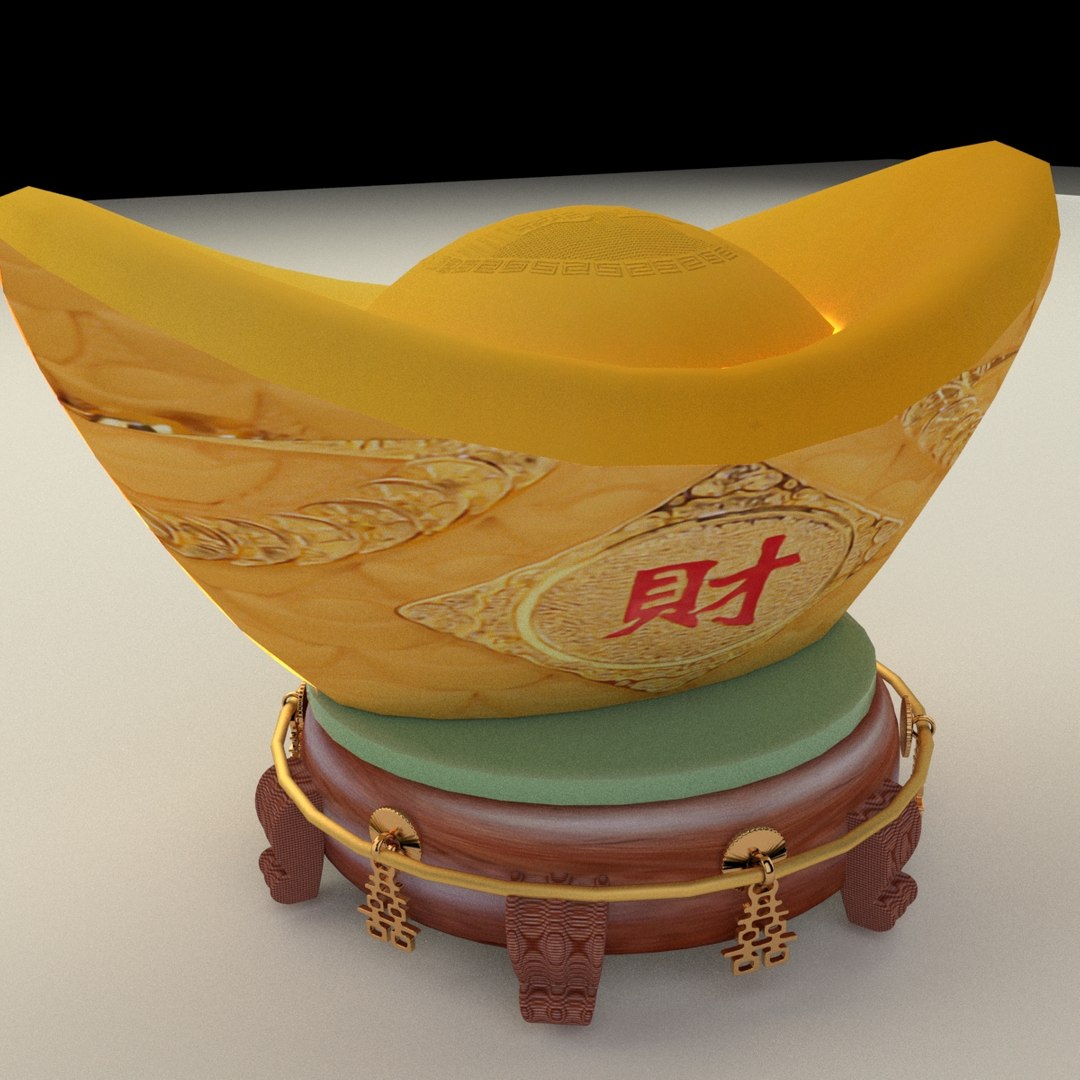 3D Model Chinese Gold Ingot - TurboSquid 1567126