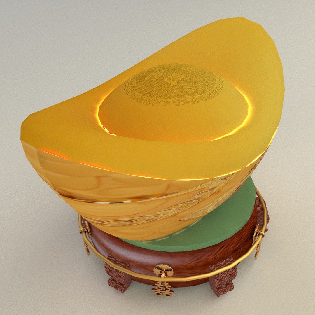 3D Model Chinese Gold Ingot - TurboSquid 1567126