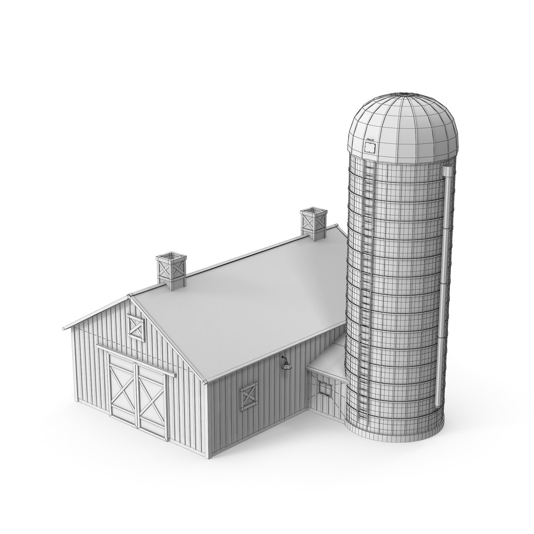 3D Model Red Farm Barn And Silo - TurboSquid 2286576
