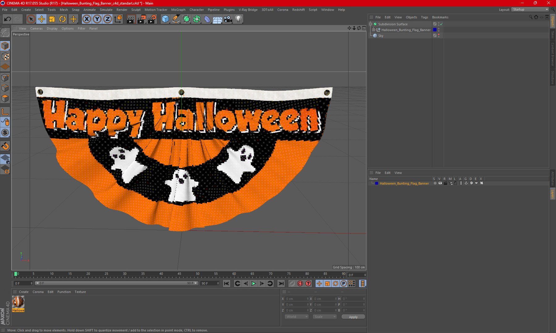 Halloween Bunting Flag Banner model - TurboSquid 2116247