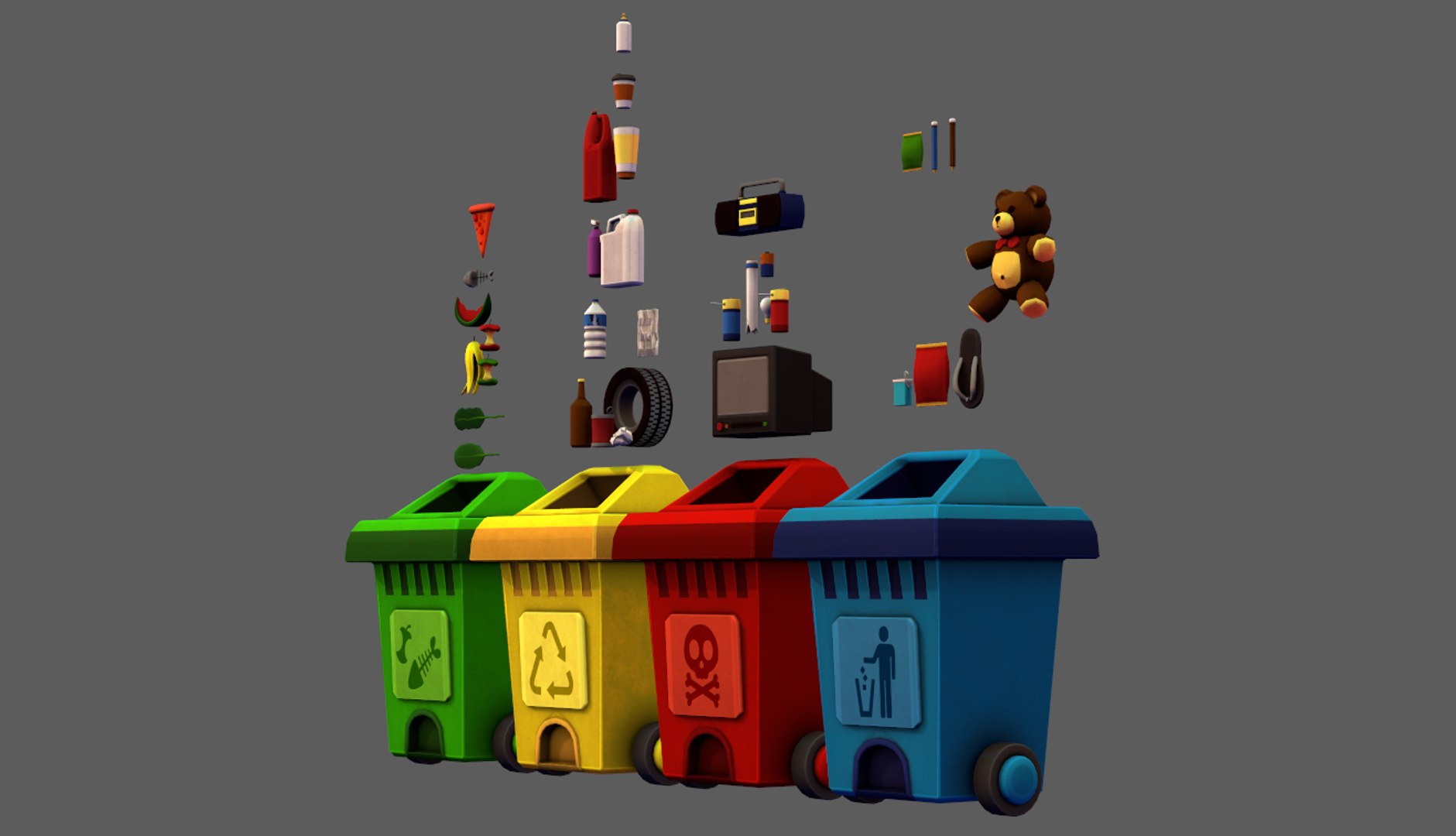 3D garbage cartoon props model - TurboSquid 1495765