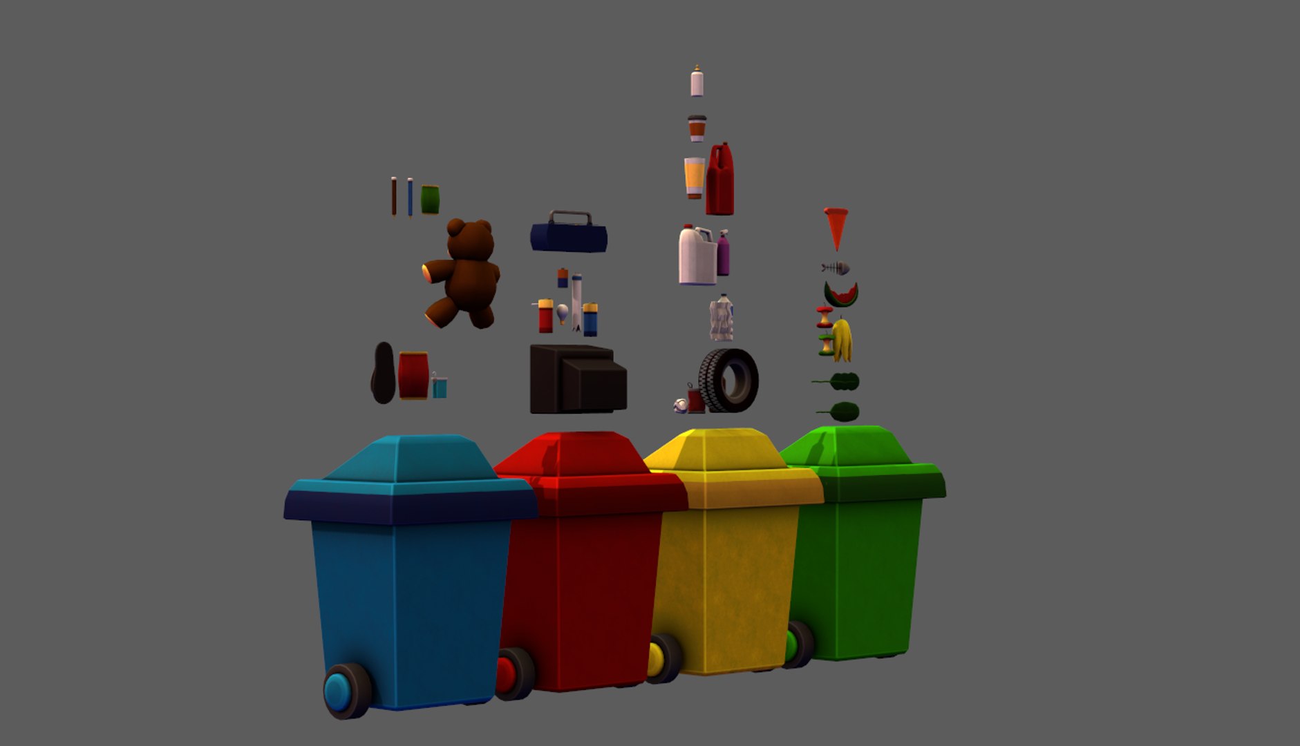 3D garbage cartoon props model - TurboSquid 1495765