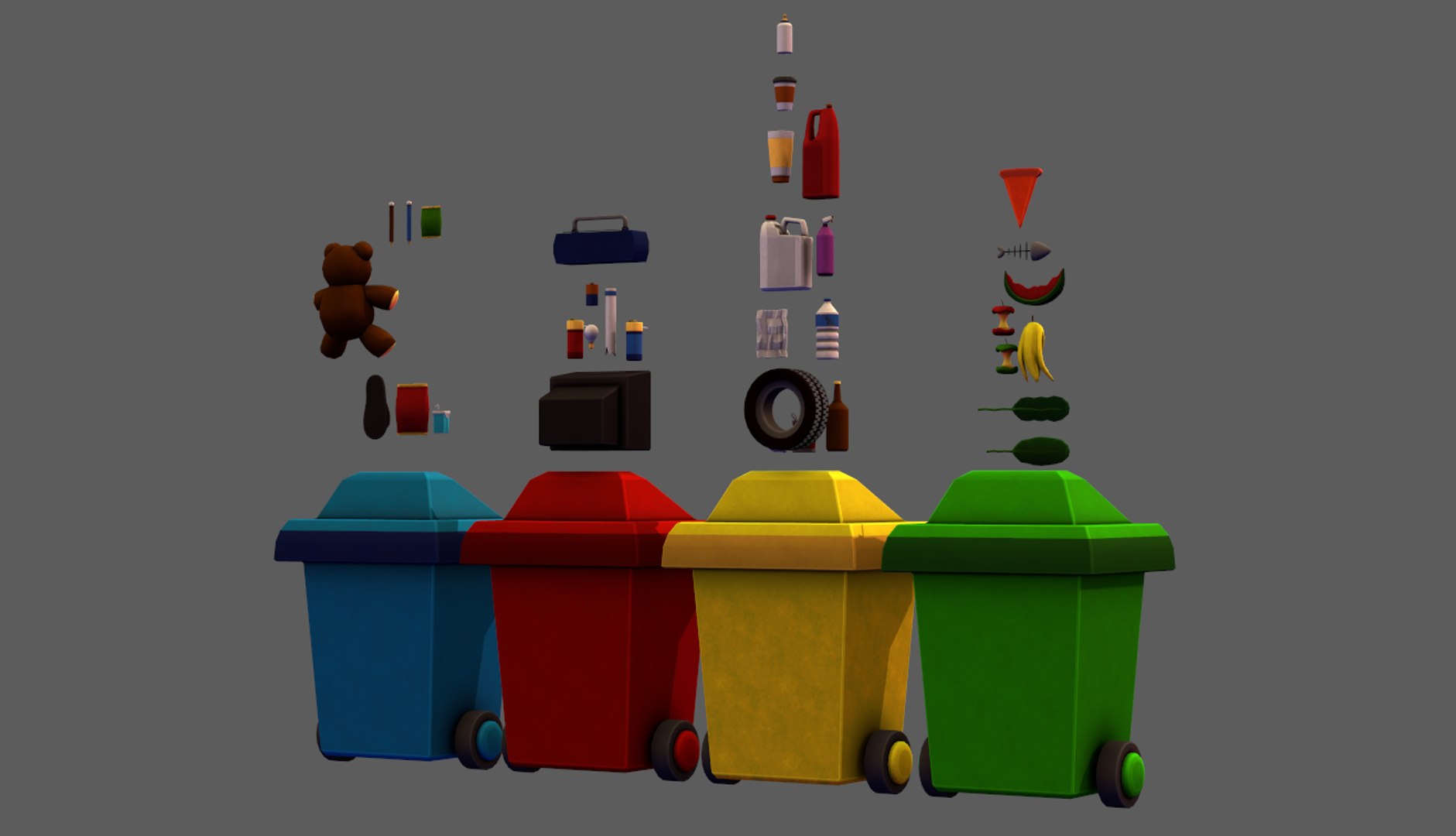 3D garbage cartoon props model - TurboSquid 1495765