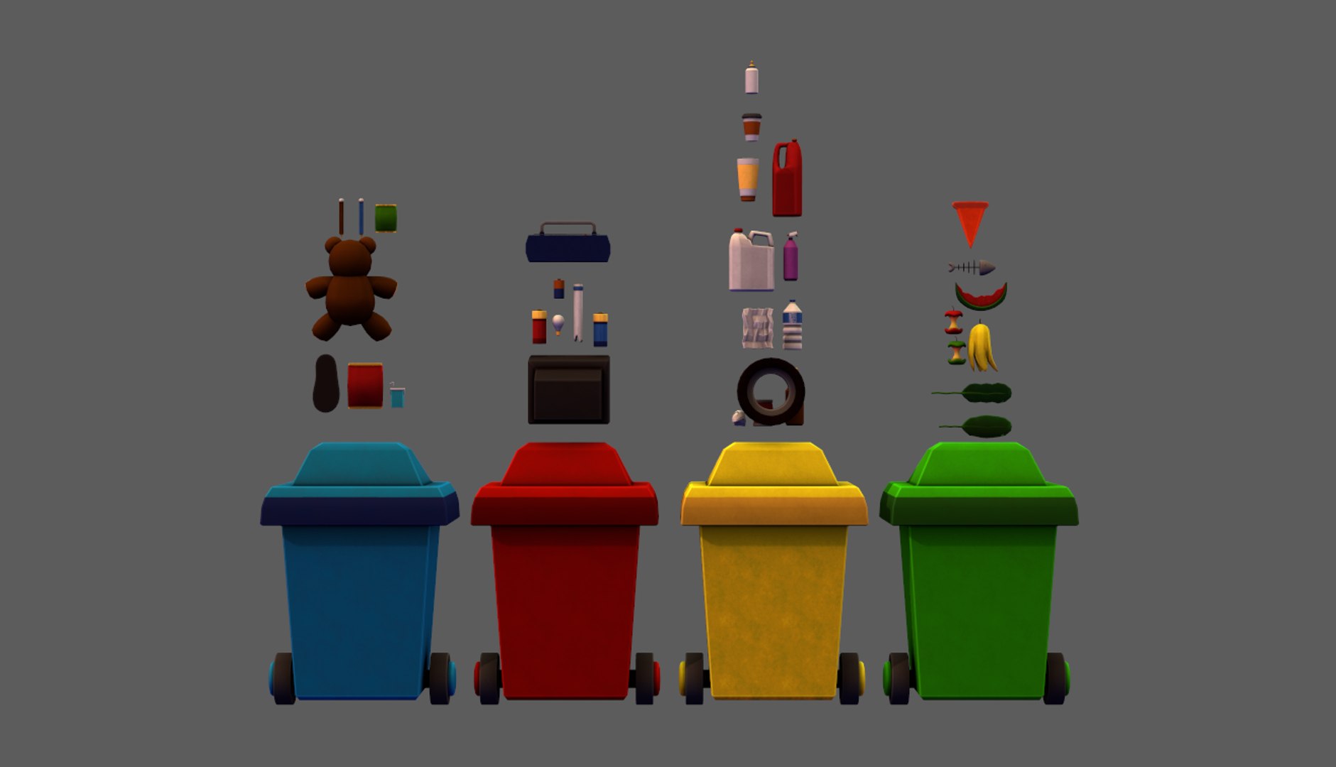 3D garbage cartoon props model - TurboSquid 1495765