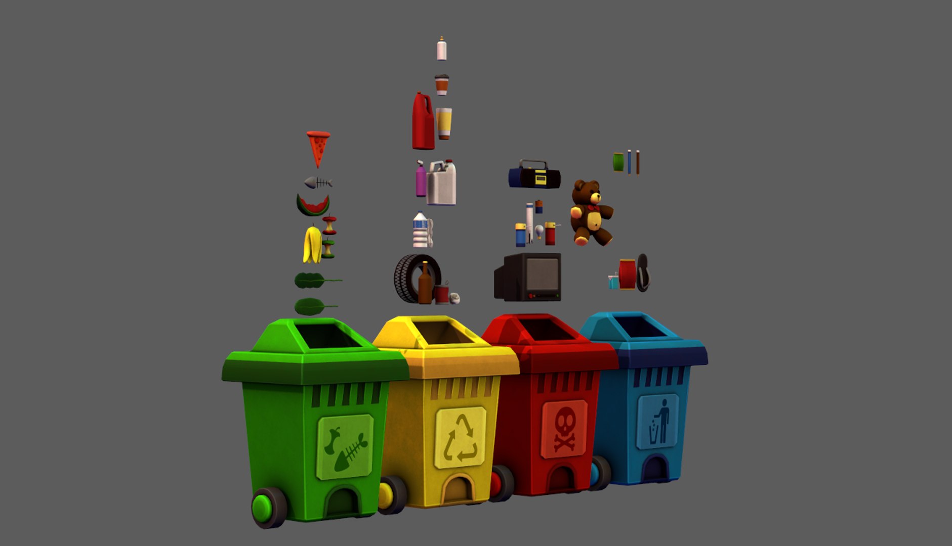 3D garbage cartoon props model - TurboSquid 1495765