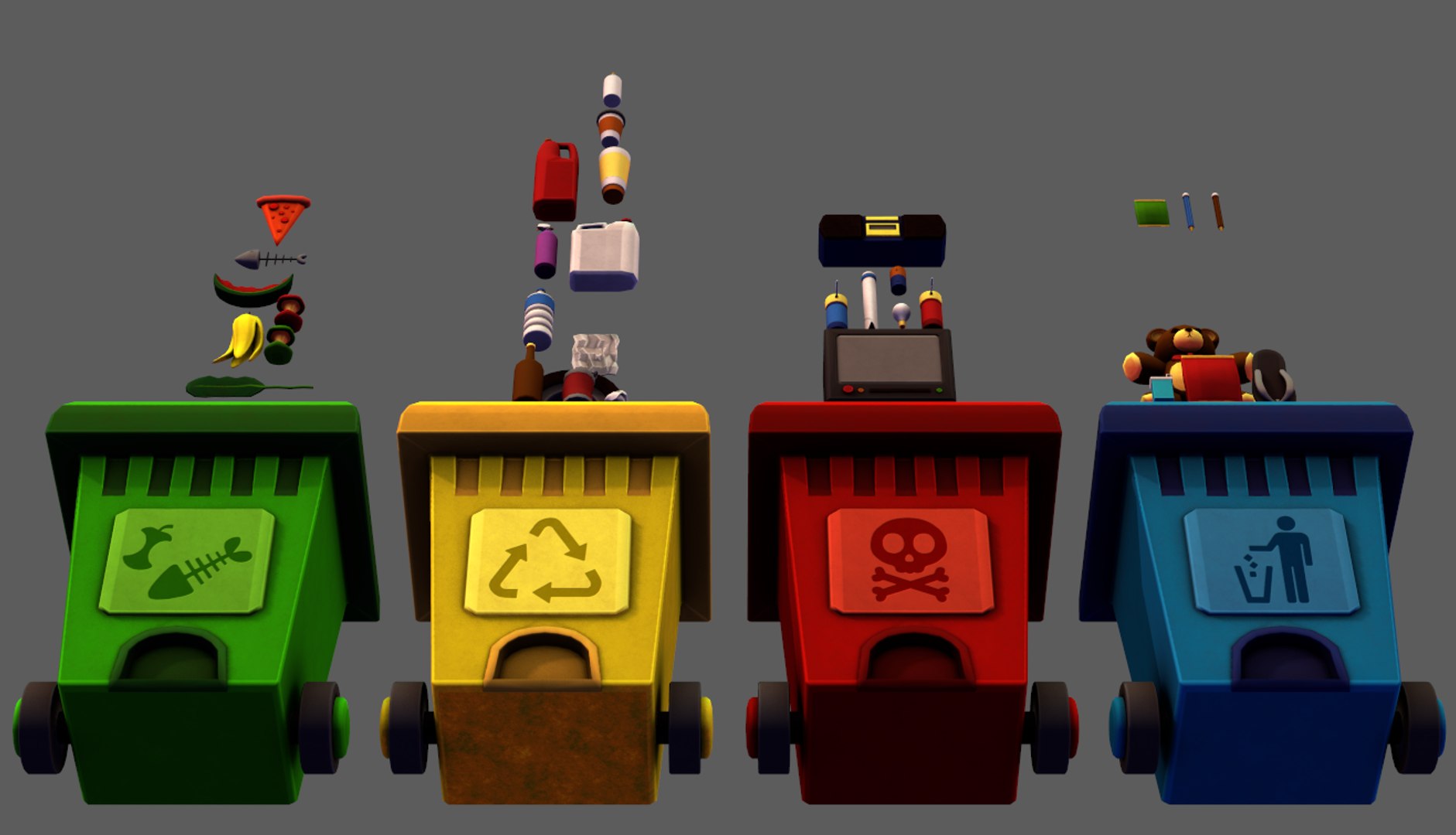 3D garbage cartoon props model - TurboSquid 1495765
