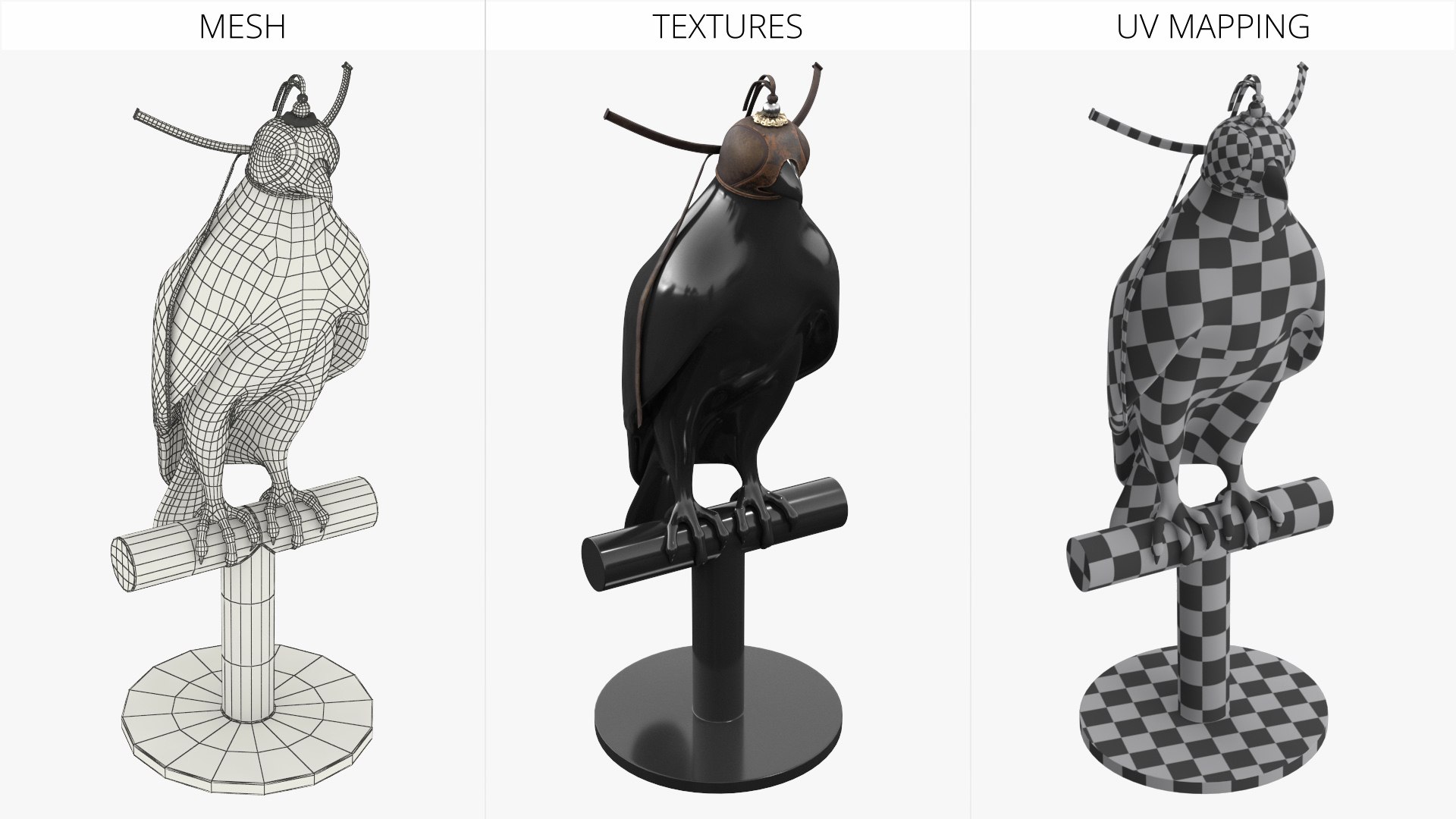 3D Leather Hunting Hood For Bird Of Prey On Display Stand - TurboSquid ...