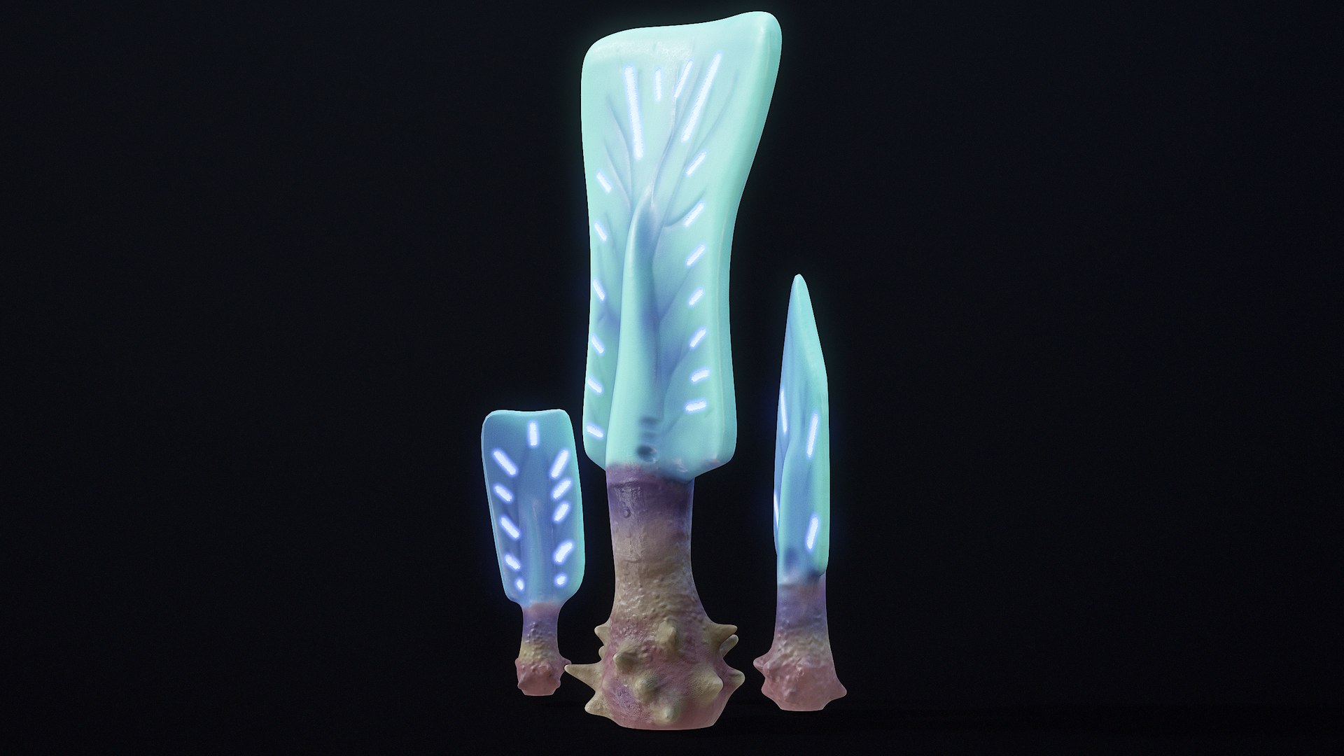 3D Model Alien Vegetation - Group Of 3 Plants 05 PBR - TurboSquid 1957320