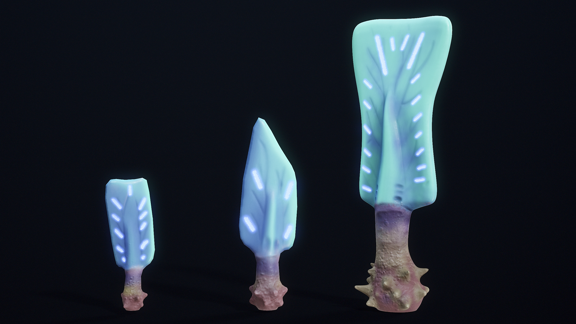 3D Model Alien Vegetation - Group Of 3 Plants 05 PBR - TurboSquid 1957320