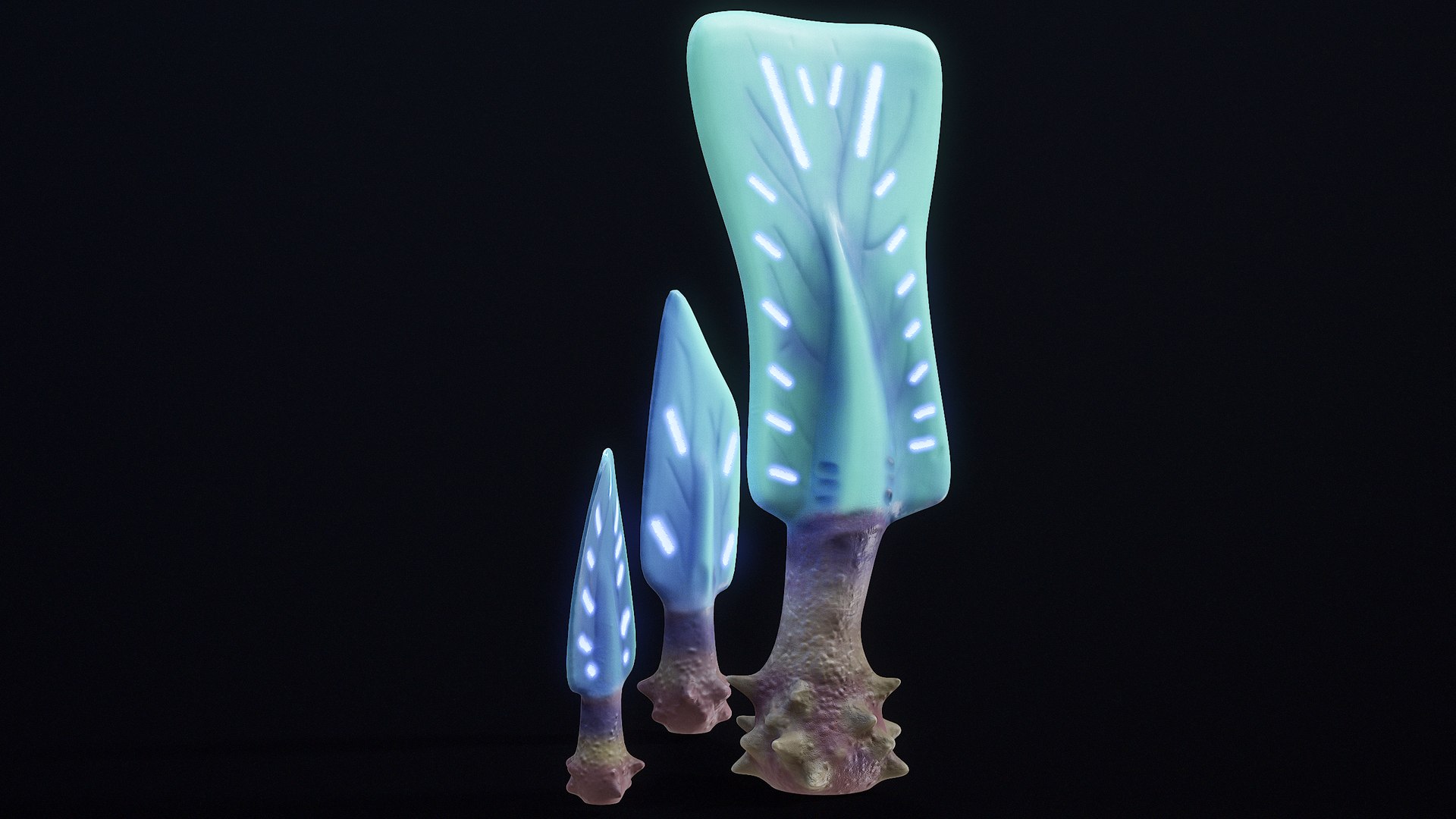 3D Model Alien Vegetation - Group Of 3 Plants 05 PBR - TurboSquid 1957320