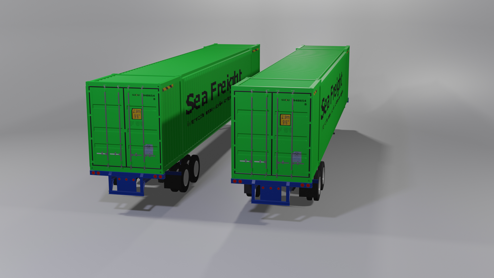3D 53 Foot Shipping Container And Trailer Model - TurboSquid 1807281