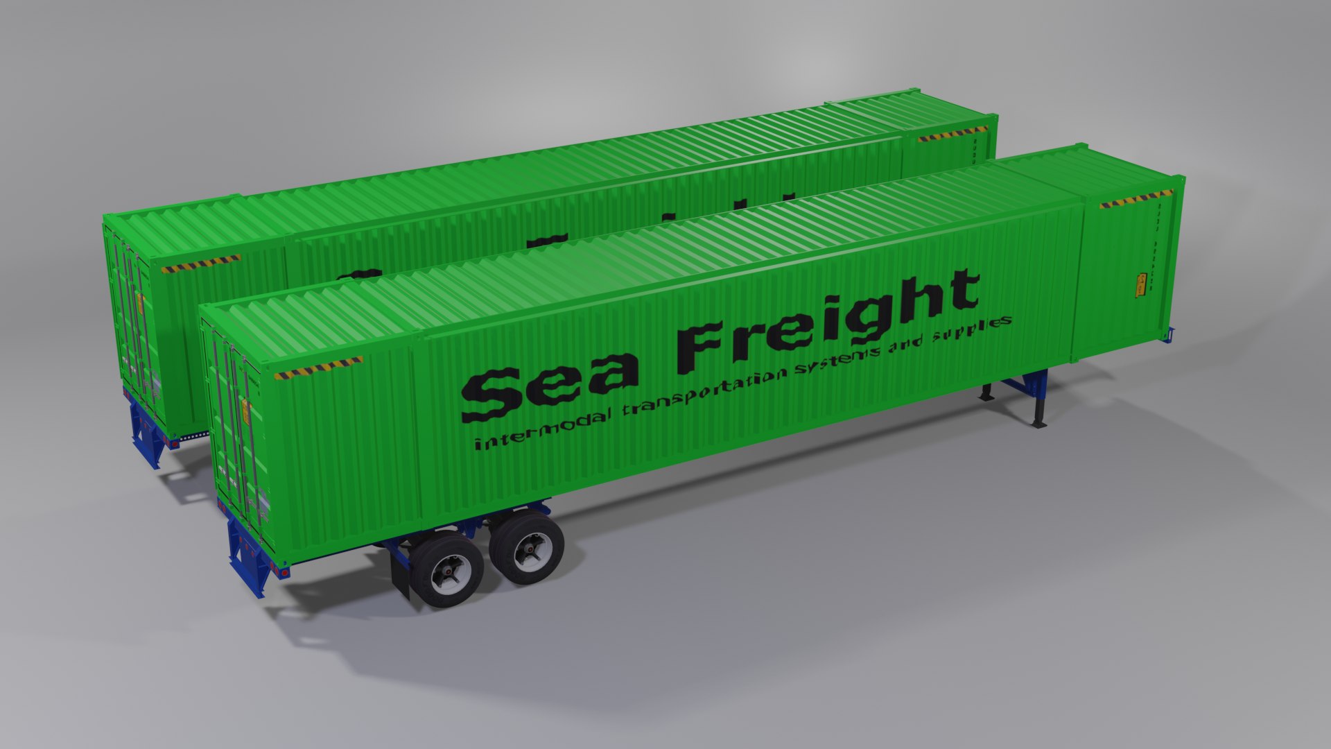 3D 53 Foot Shipping Container And Trailer Model - TurboSquid 1807281