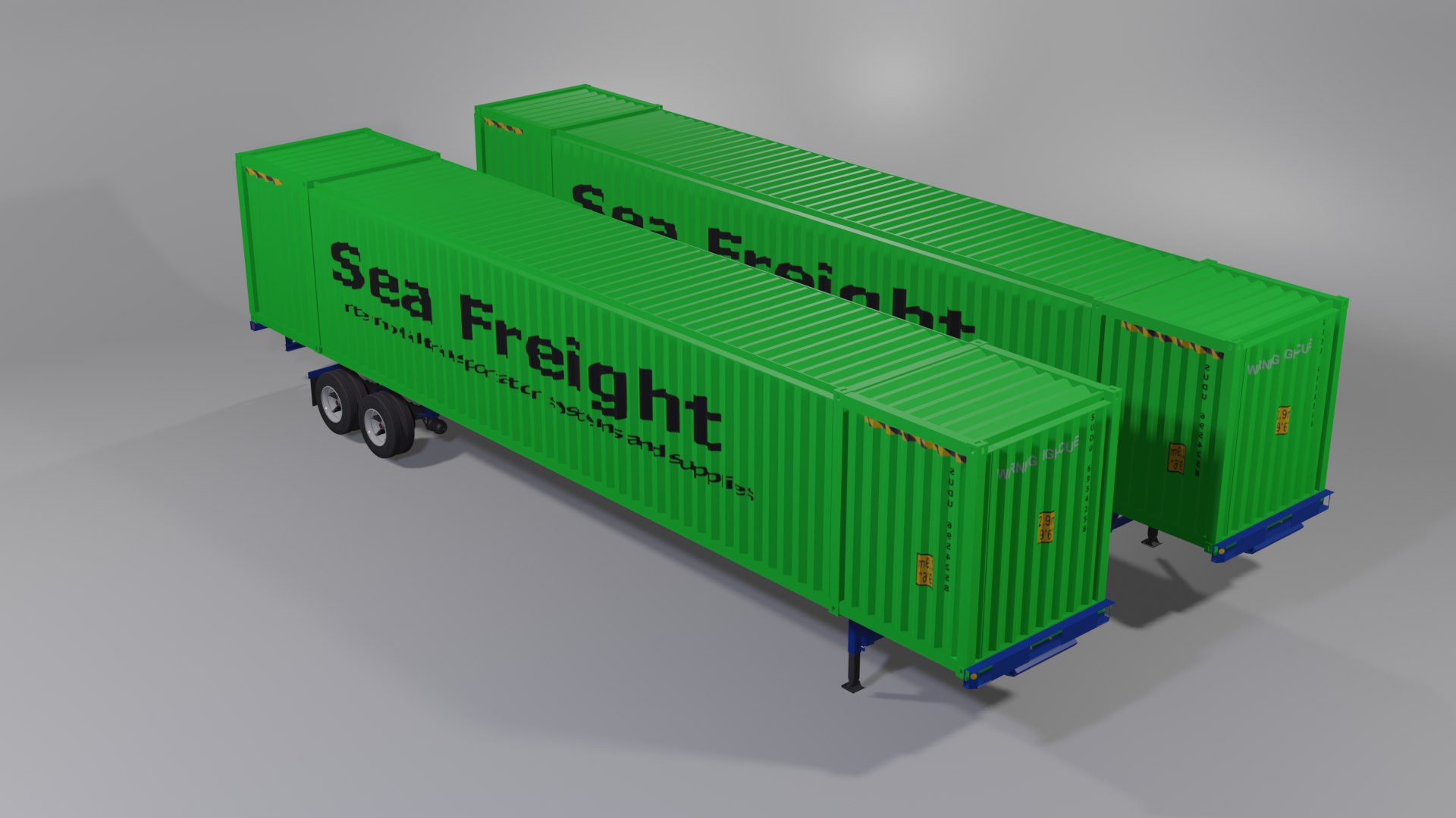 3D 53 Foot Shipping Container And Trailer Model - TurboSquid 1807281