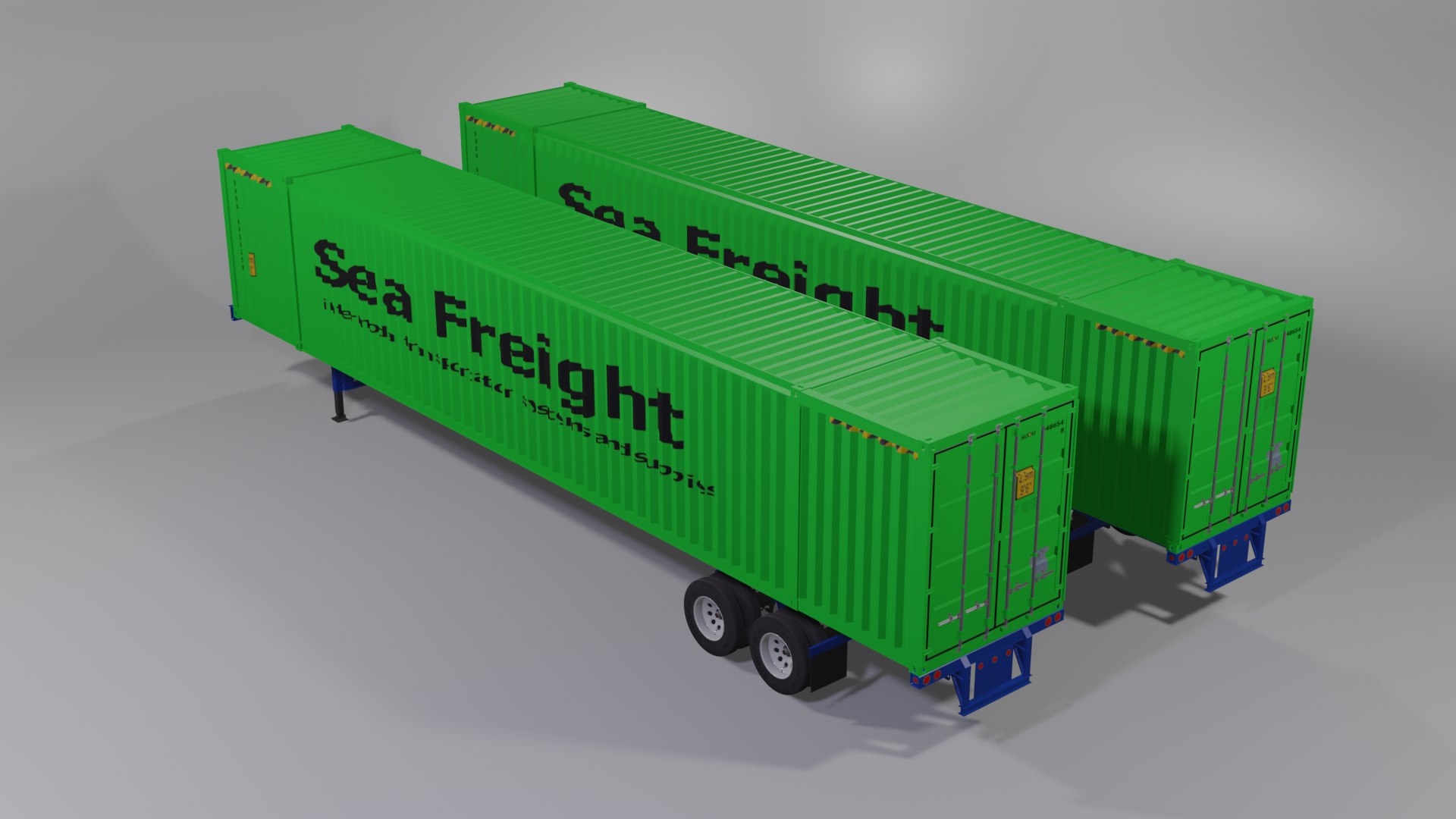 3D 53 Foot Shipping Container And Trailer Model - TurboSquid 1807281