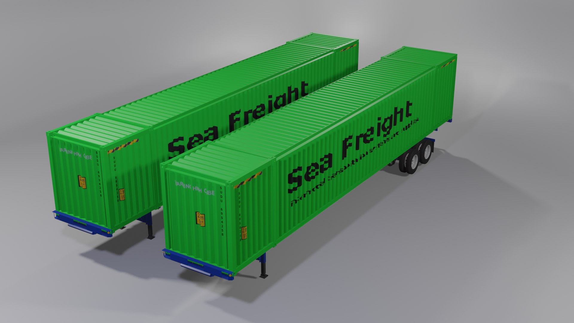 3D 53 Foot Shipping Container And Trailer Model - TurboSquid 1807281