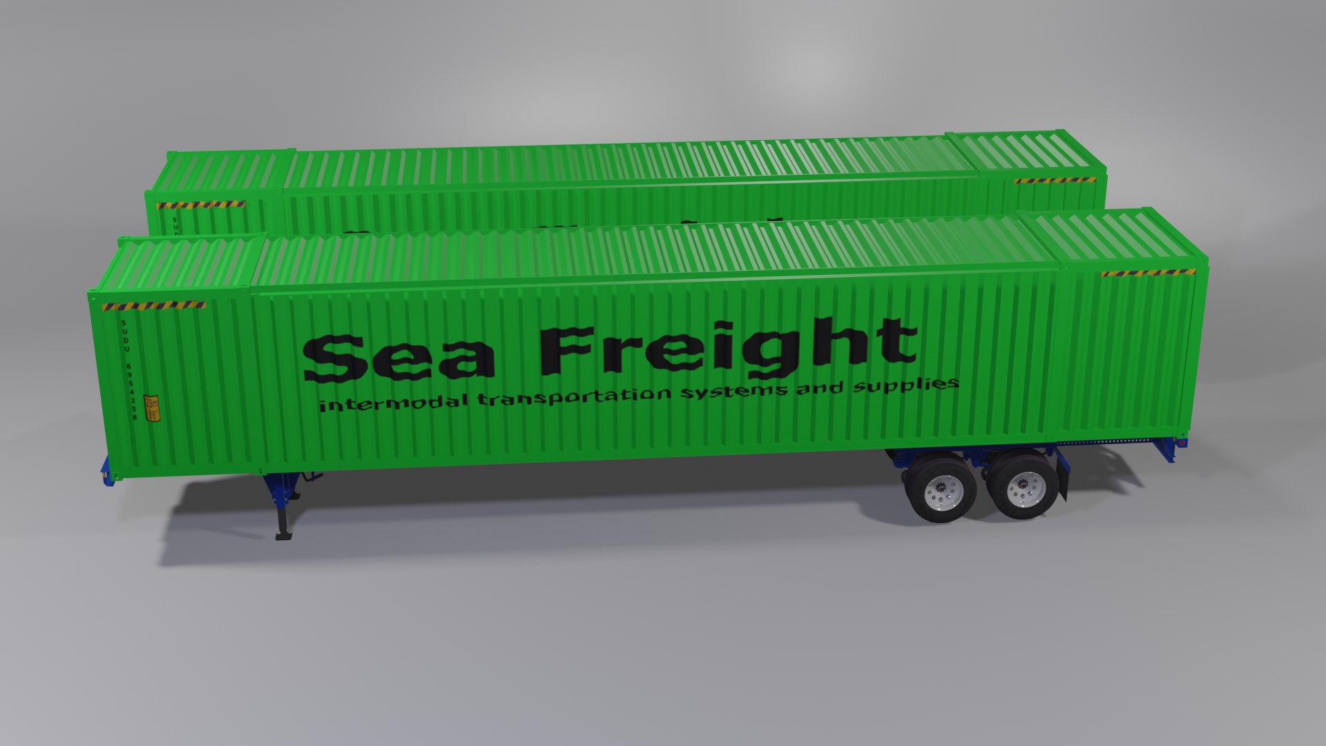 3D 53 Foot Shipping Container And Trailer Model - TurboSquid 1807281