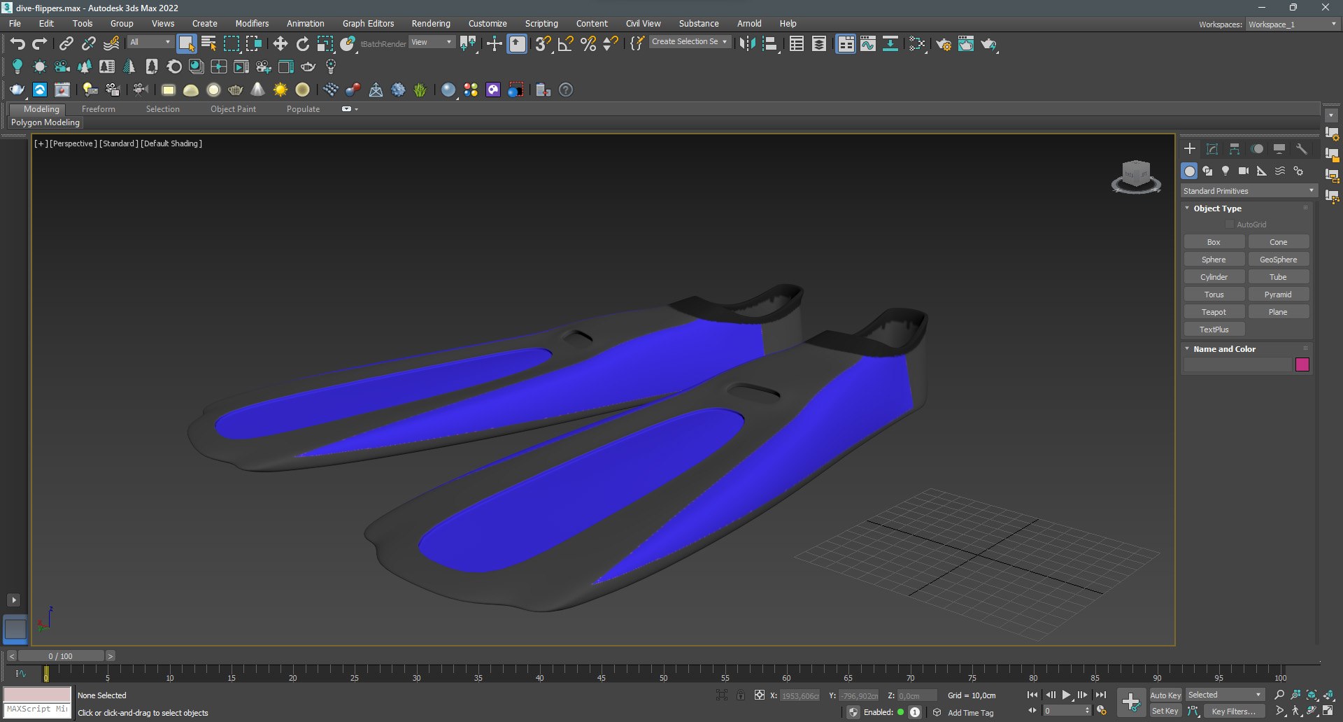 3D model Dive Flippers Blue - TurboSquid 2150984