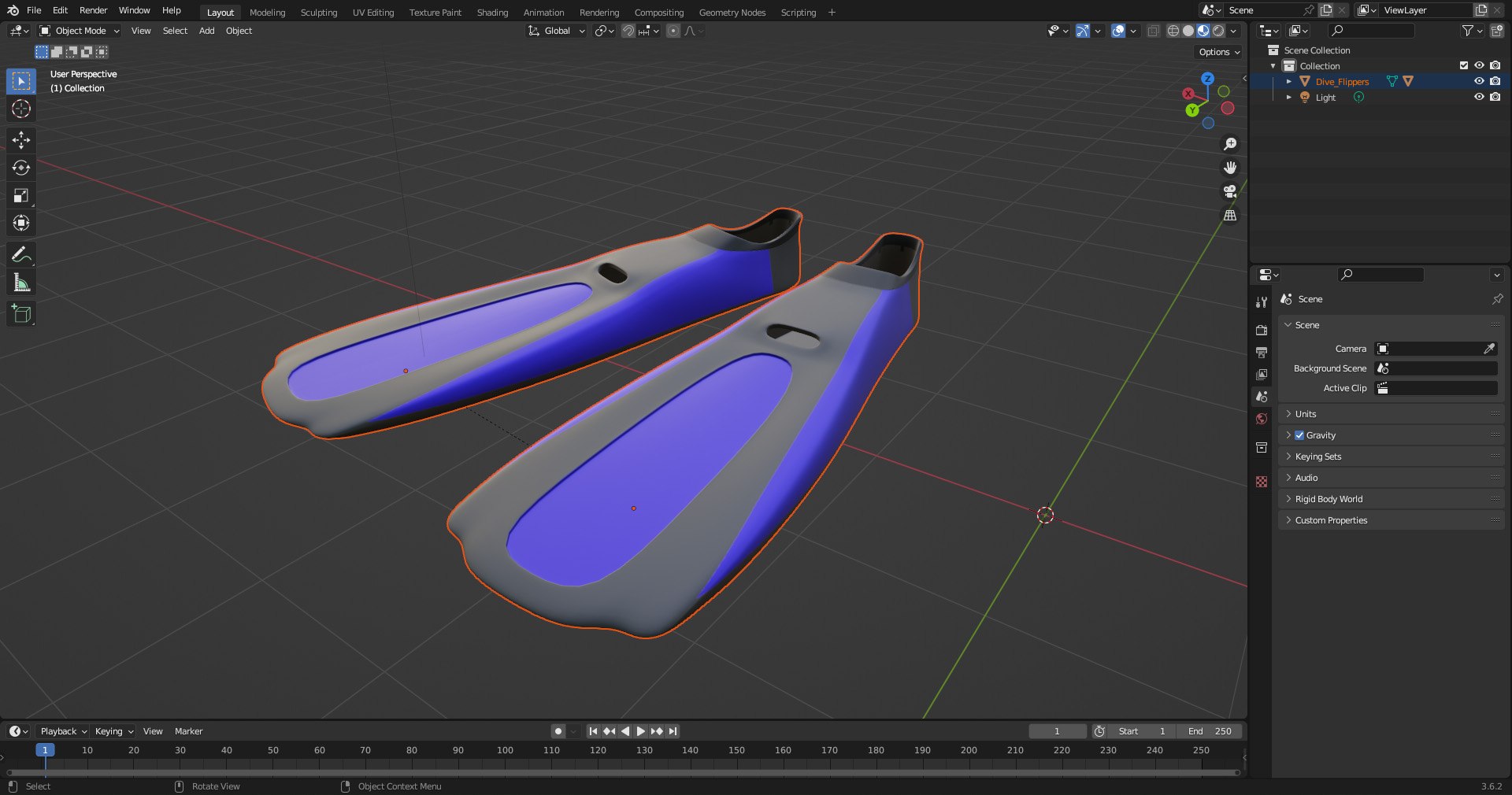 3D model Dive Flippers Blue - TurboSquid 2150984