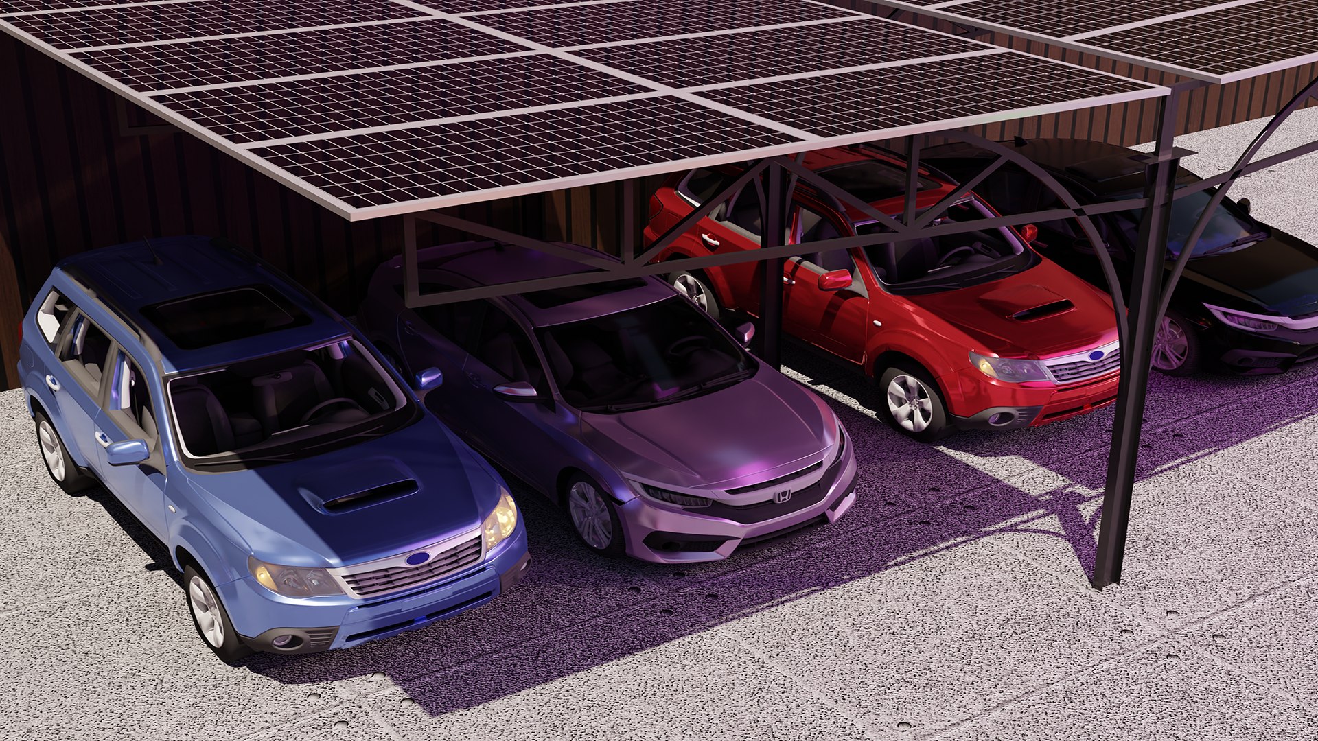 Solar Panels Electrical Warehouse Car Parking Shade 3D Model ...