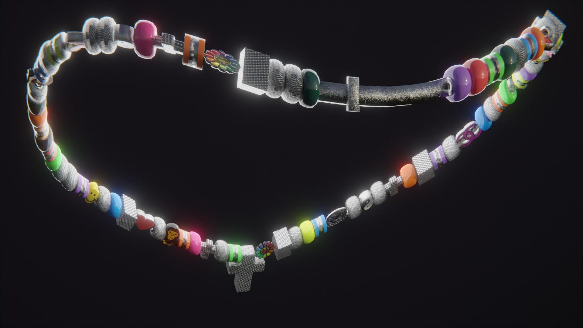 Designer Chain With Custom Charms 3D Model - TurboSquid 1851421