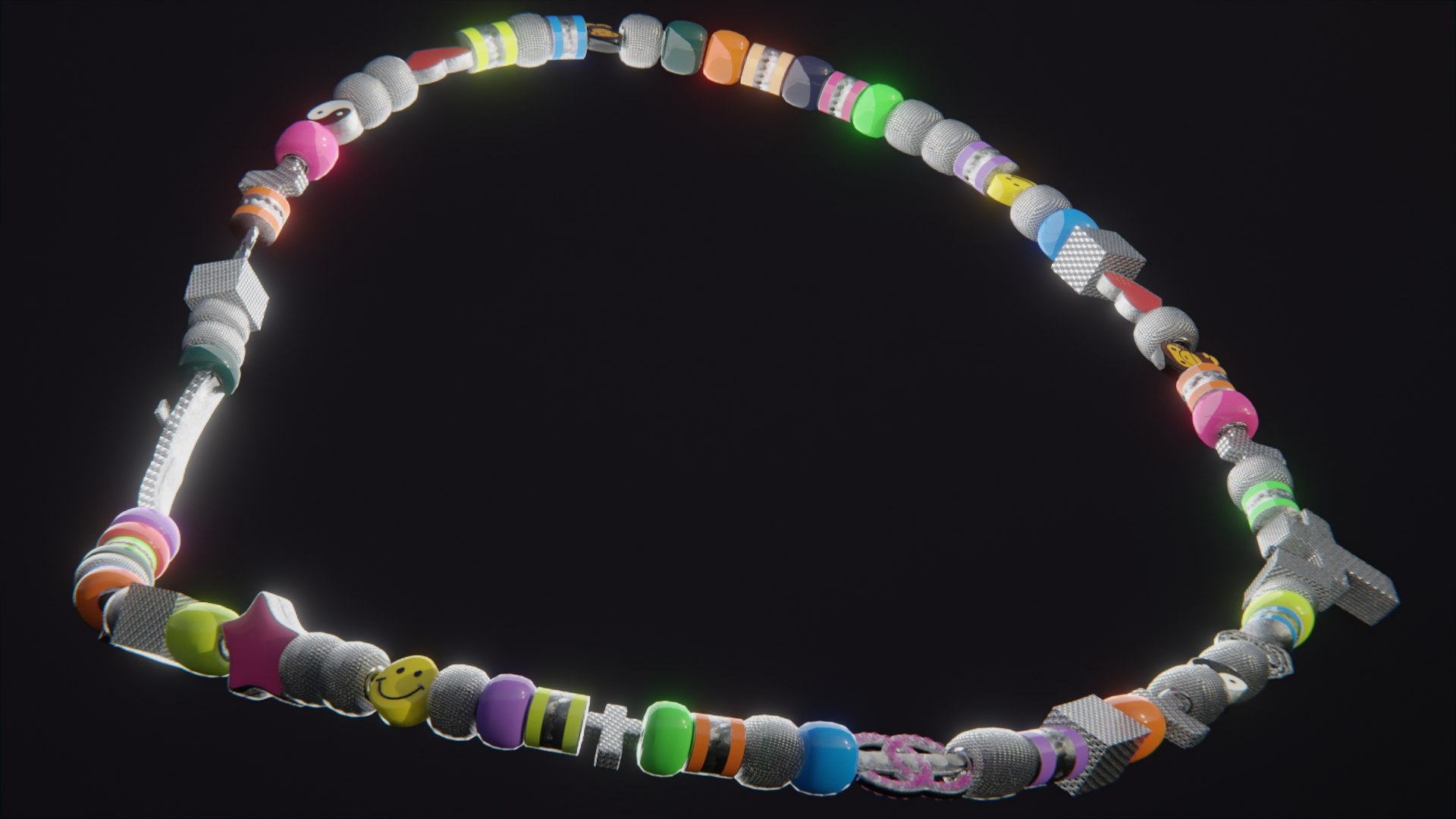 Designer Chain With Custom Charms 3D Model - TurboSquid 1851421