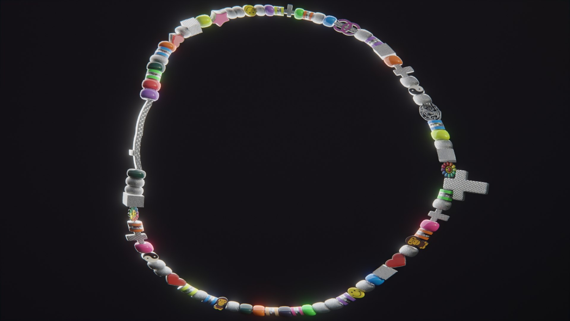 Designer Chain With Custom Charms 3D Model - TurboSquid 1851421