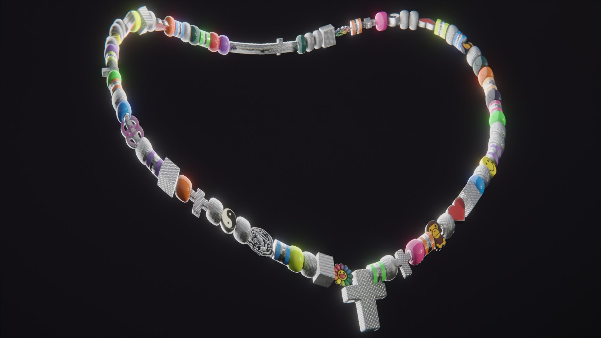 Designer Chain With Custom Charms 3D Model - TurboSquid 1851421