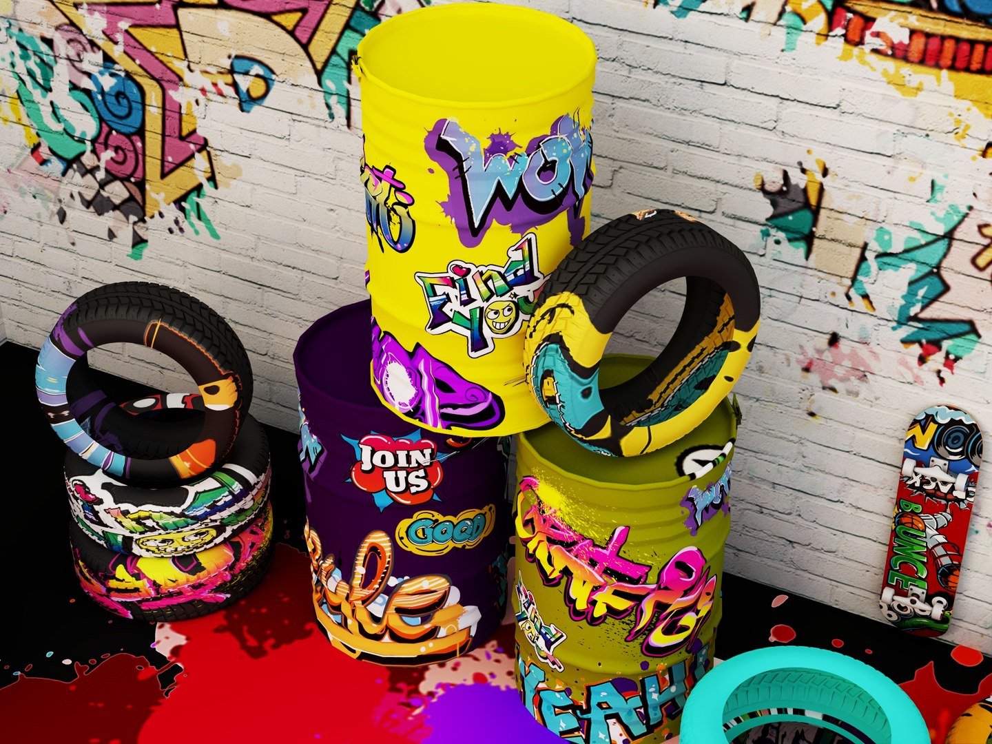 3D Urban Graffiti Street Art - TurboSquid 2523104