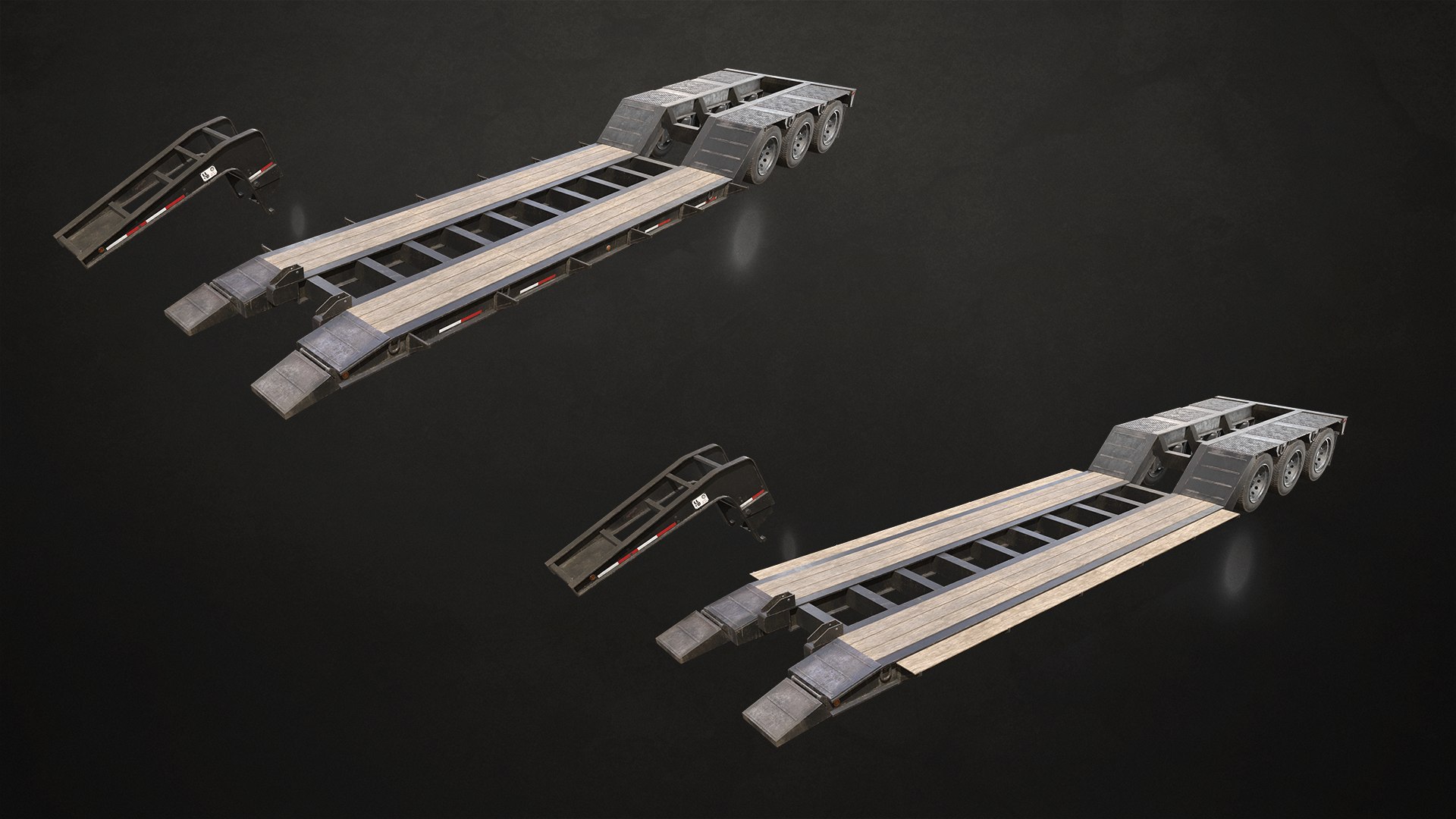 Semi Truck Lowboy Trailer - Low Poly Model - TurboSquid 2259063