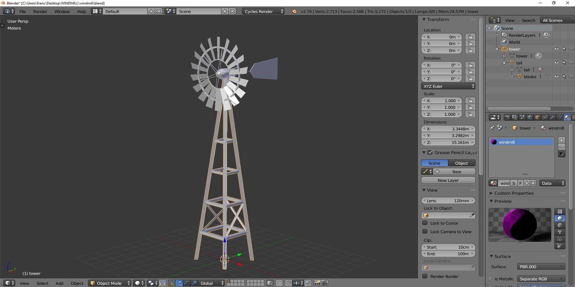 Max Windmill Asset Rendered