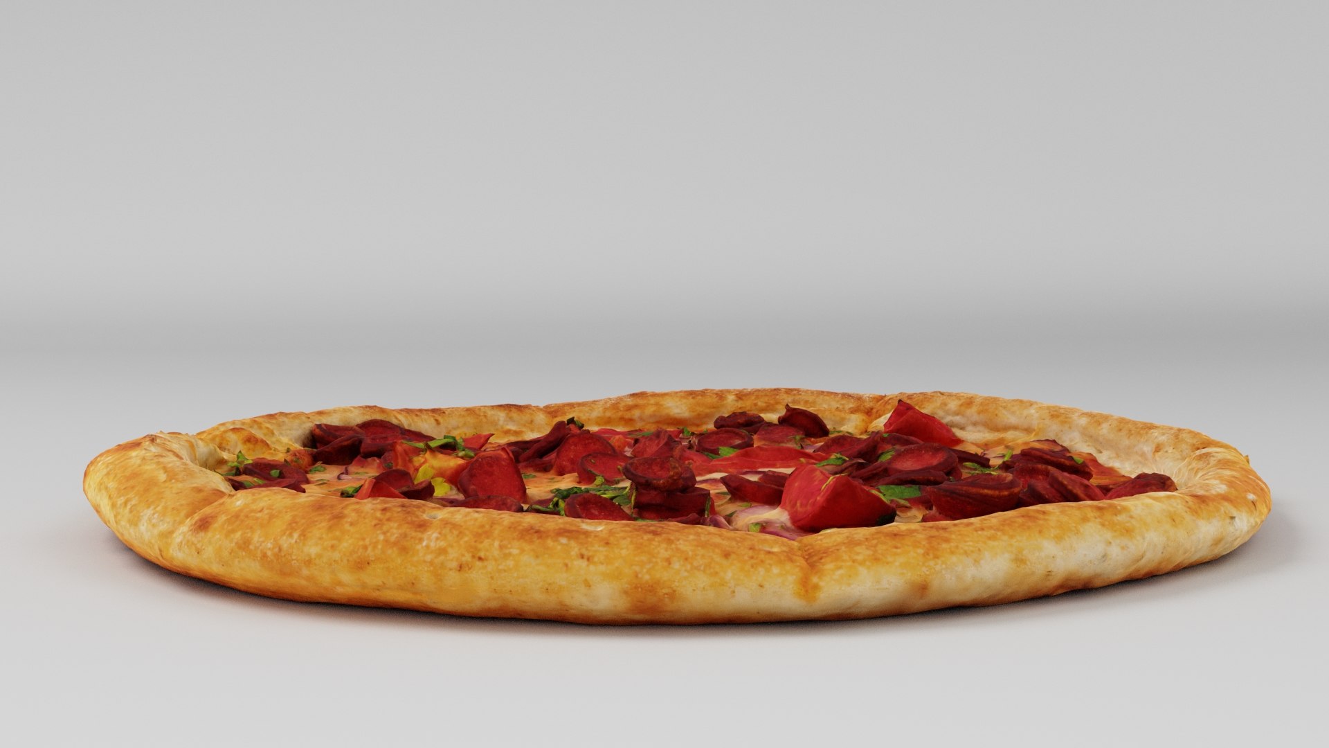 Pizza With Tomatoes Salamy And Sausage 3D Model - TurboSquid 2142384