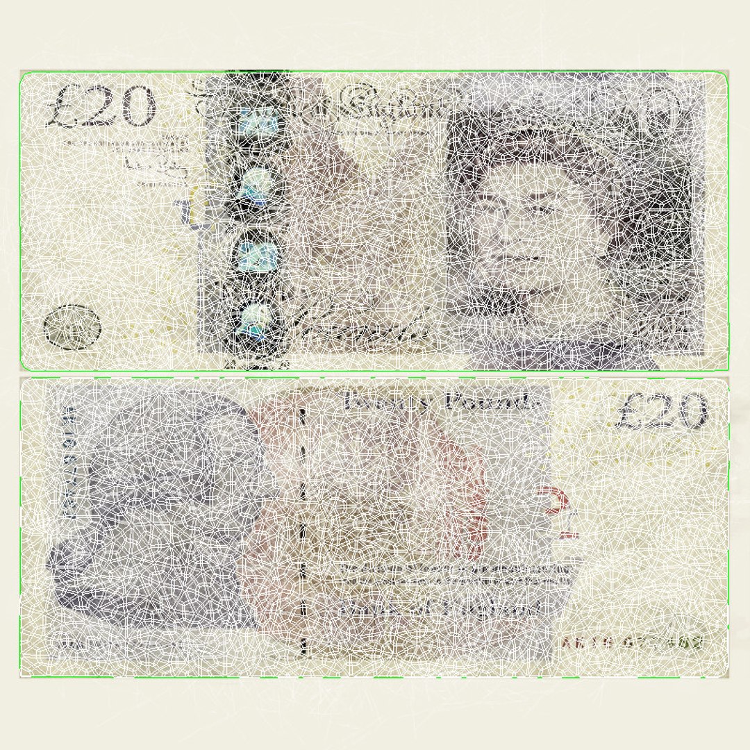 3d 20 pound note crumpled