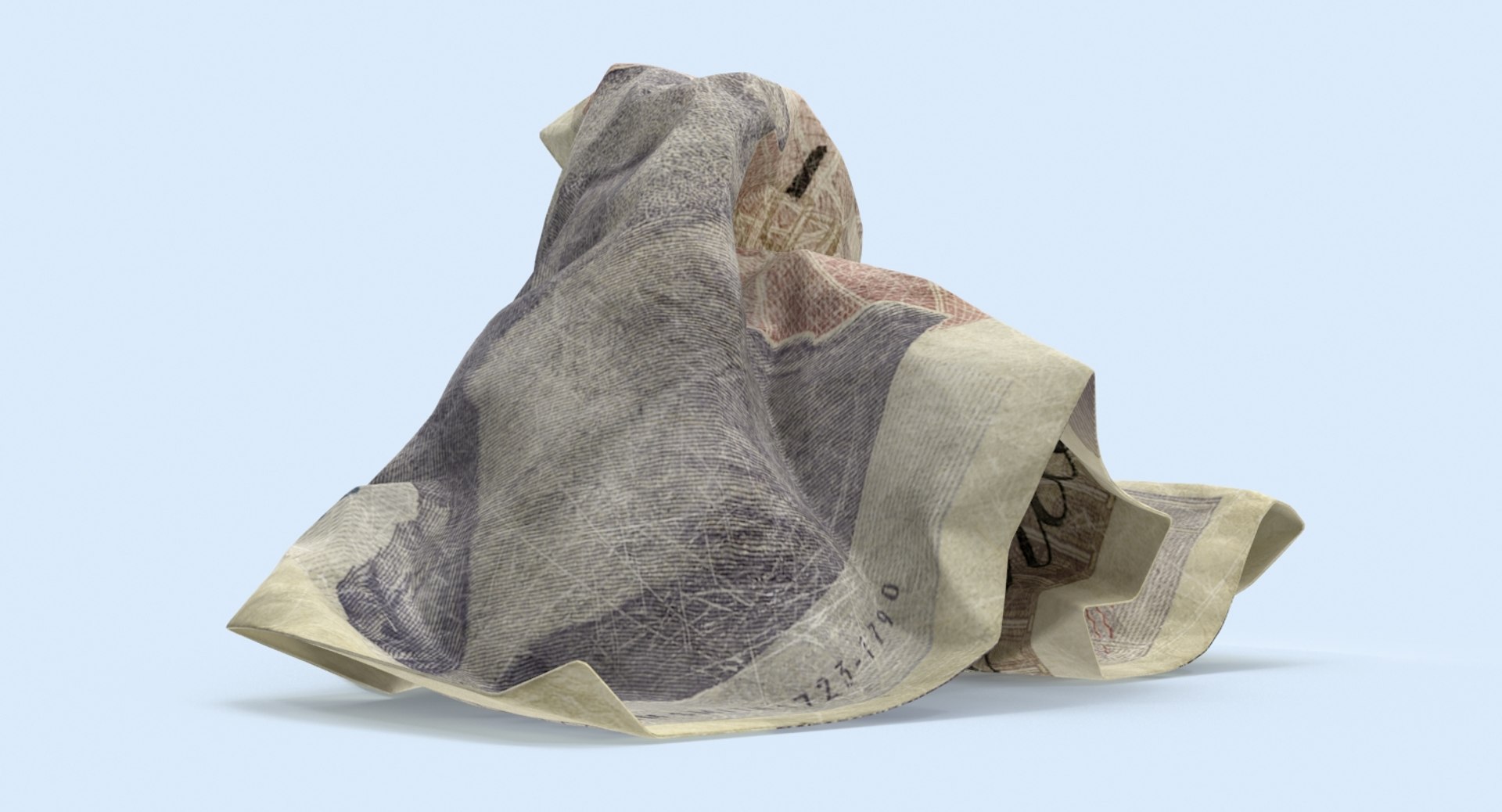 3d 20 pound note crumpled
