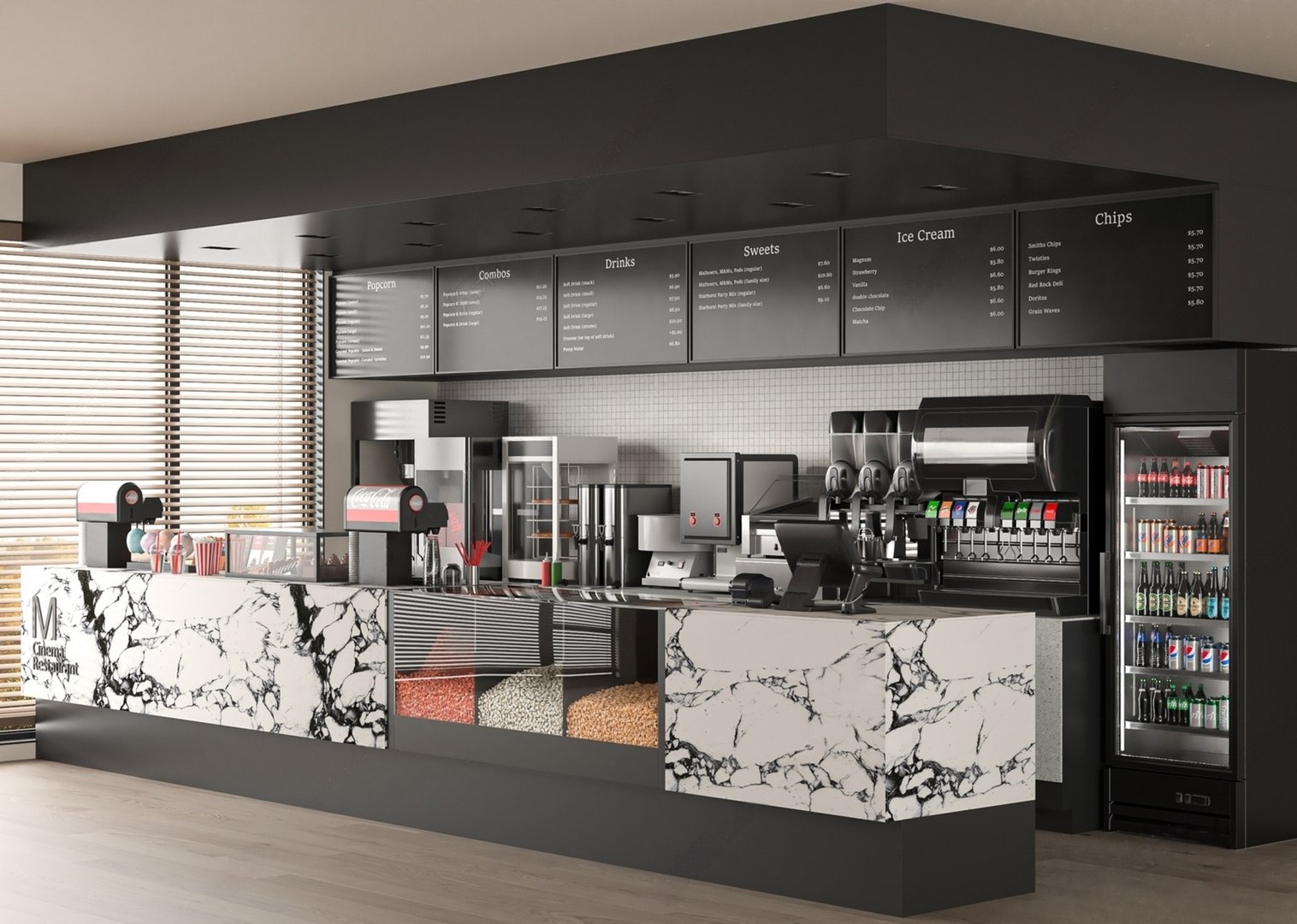 3D Model Coffeeshop Coffeehouse Cashier Barista Station Coffee Shop ...