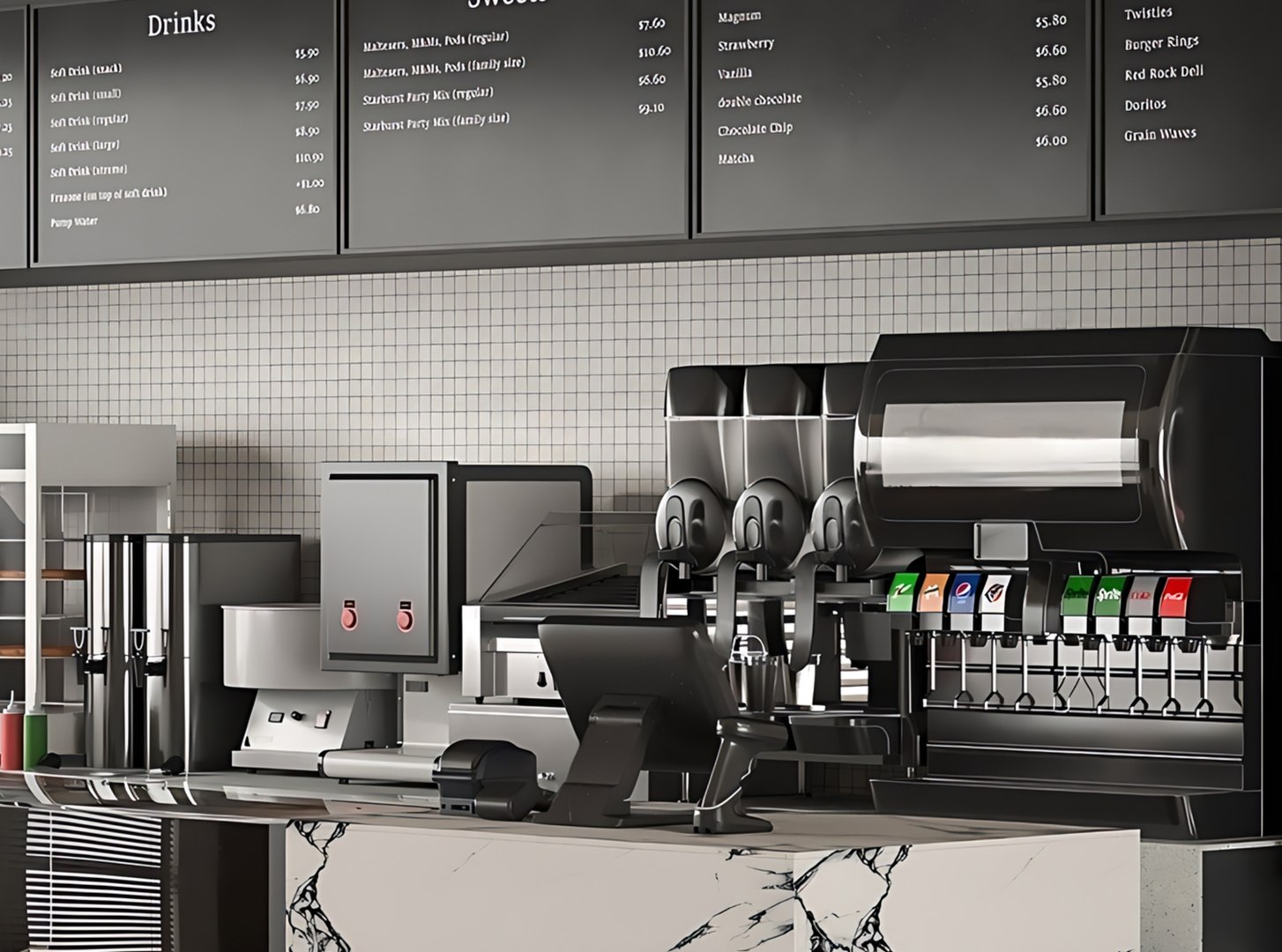 3D Model Coffeeshop Coffeehouse Cashier Barista Station Coffee Shop ...