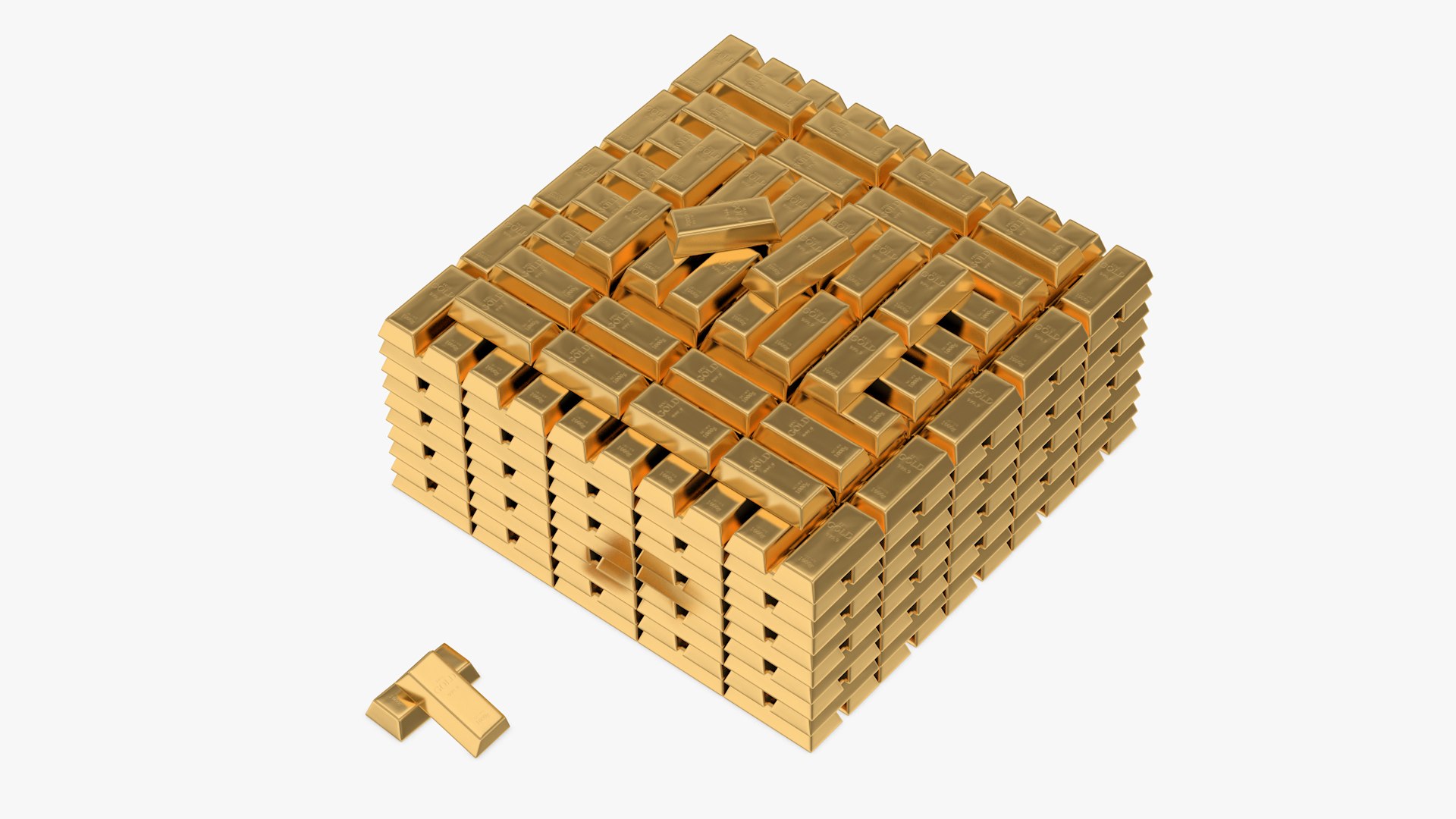 3D Gold Bar Stack Model - TurboSquid 1886592
