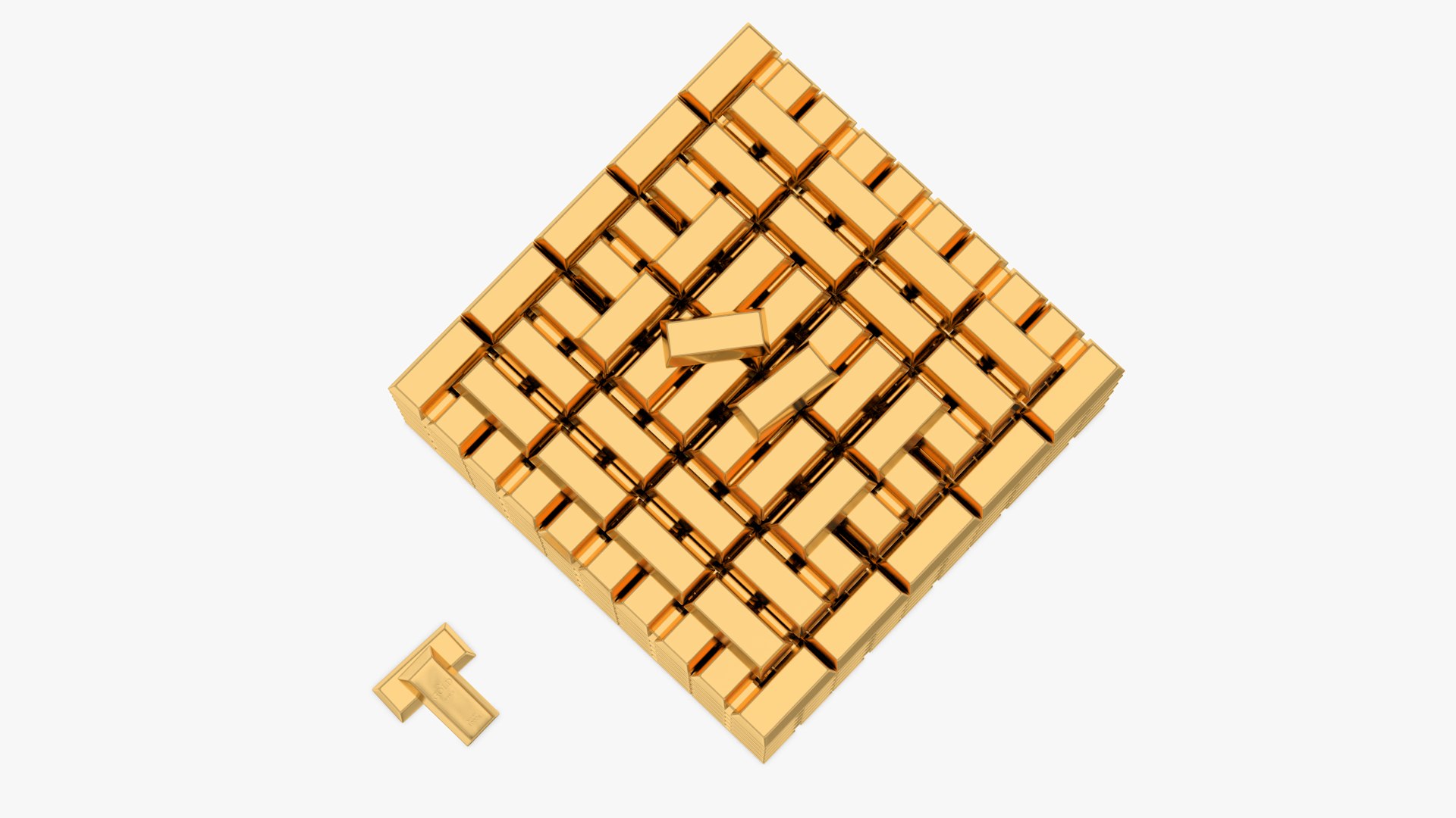 3D Gold Bar Stack Model - TurboSquid 1886592