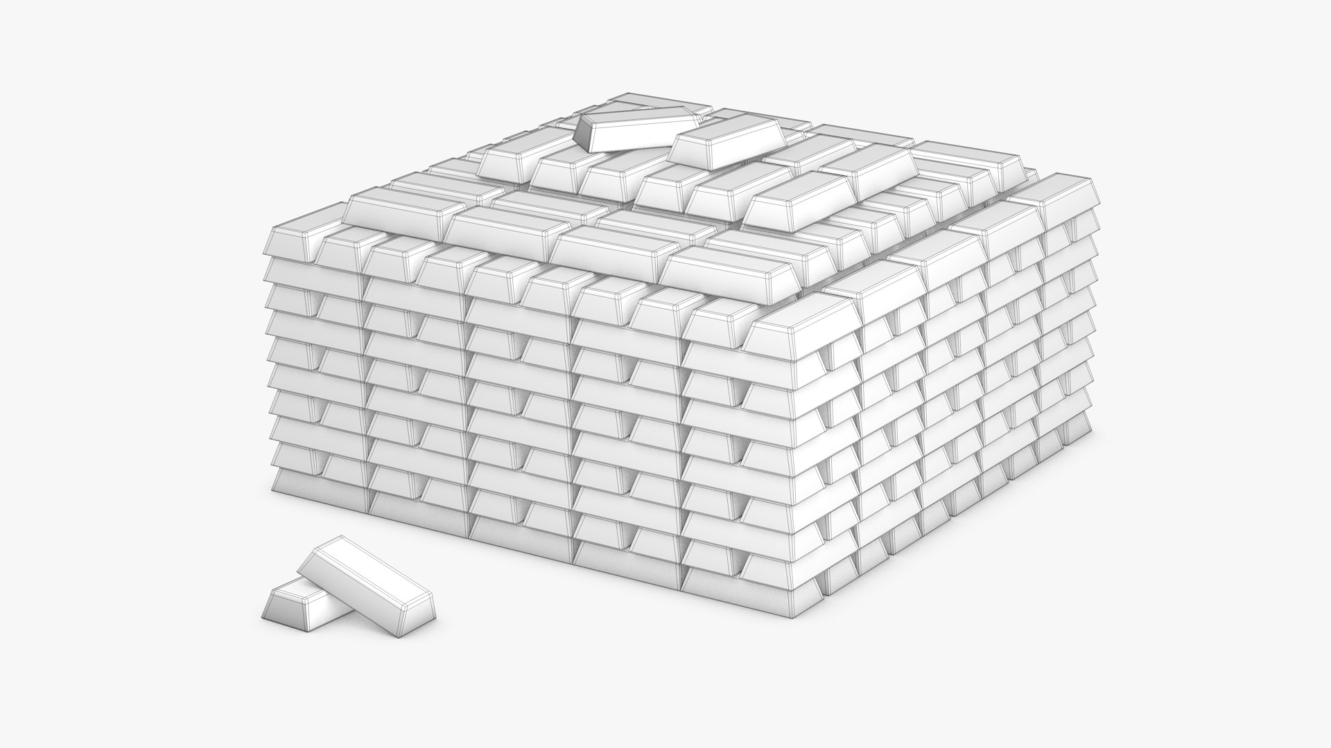 3D Gold Bar Stack Model - TurboSquid 1886592