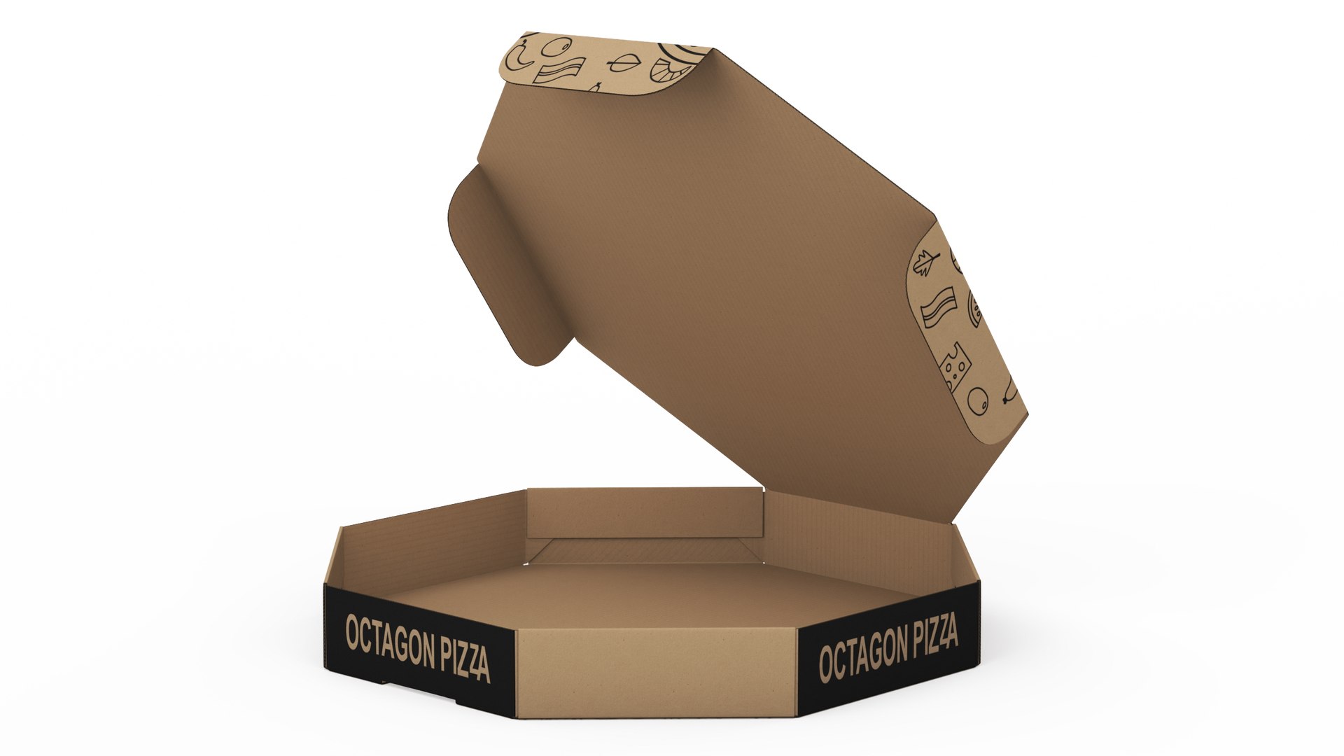 Craft Paper Pizza Box Octagonal Rigged For Modo 3D Model - TurboSquid ...