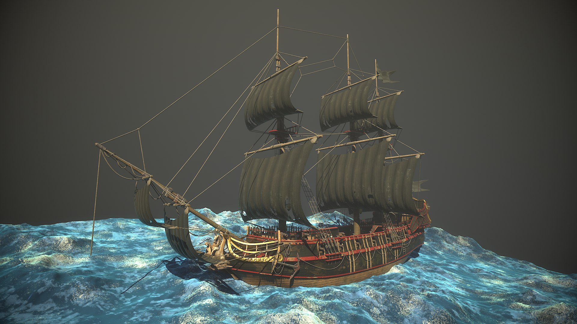 3D Sail Ship Model - TurboSquid 2100714