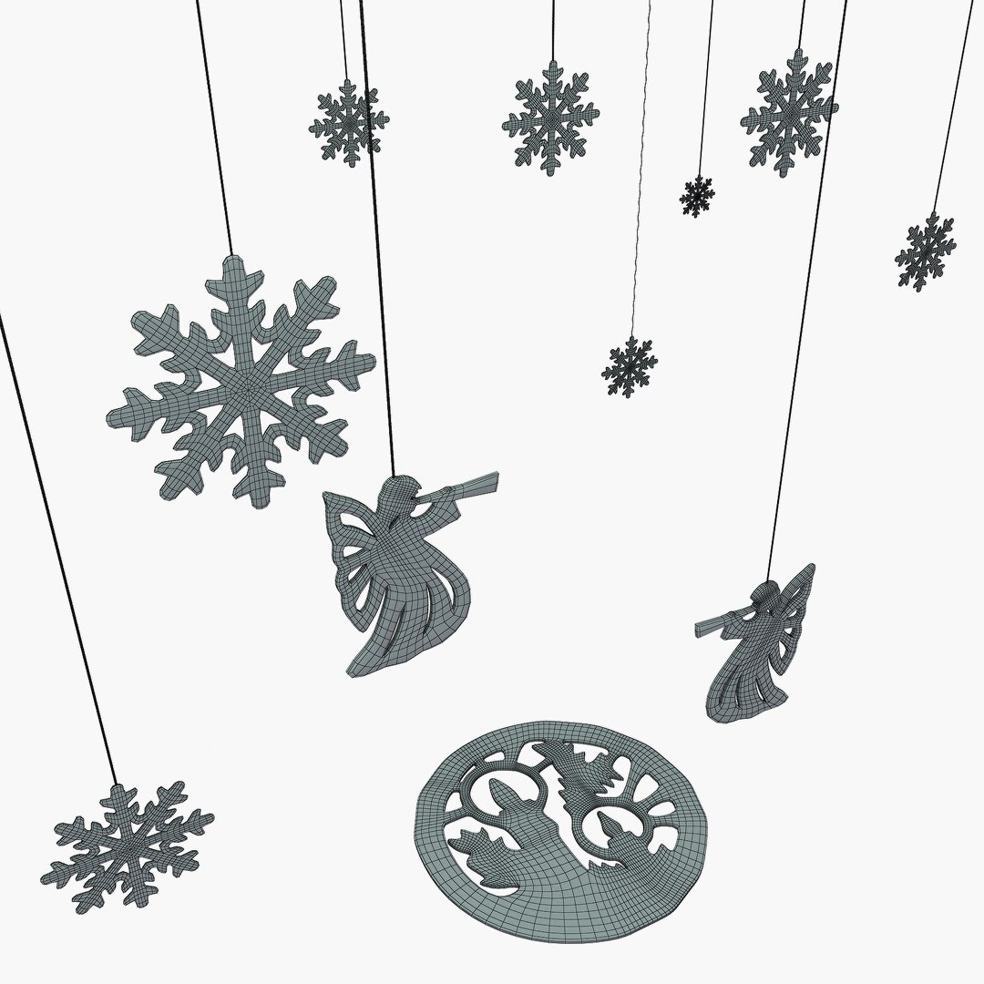 3d Set Snowflakes Model
