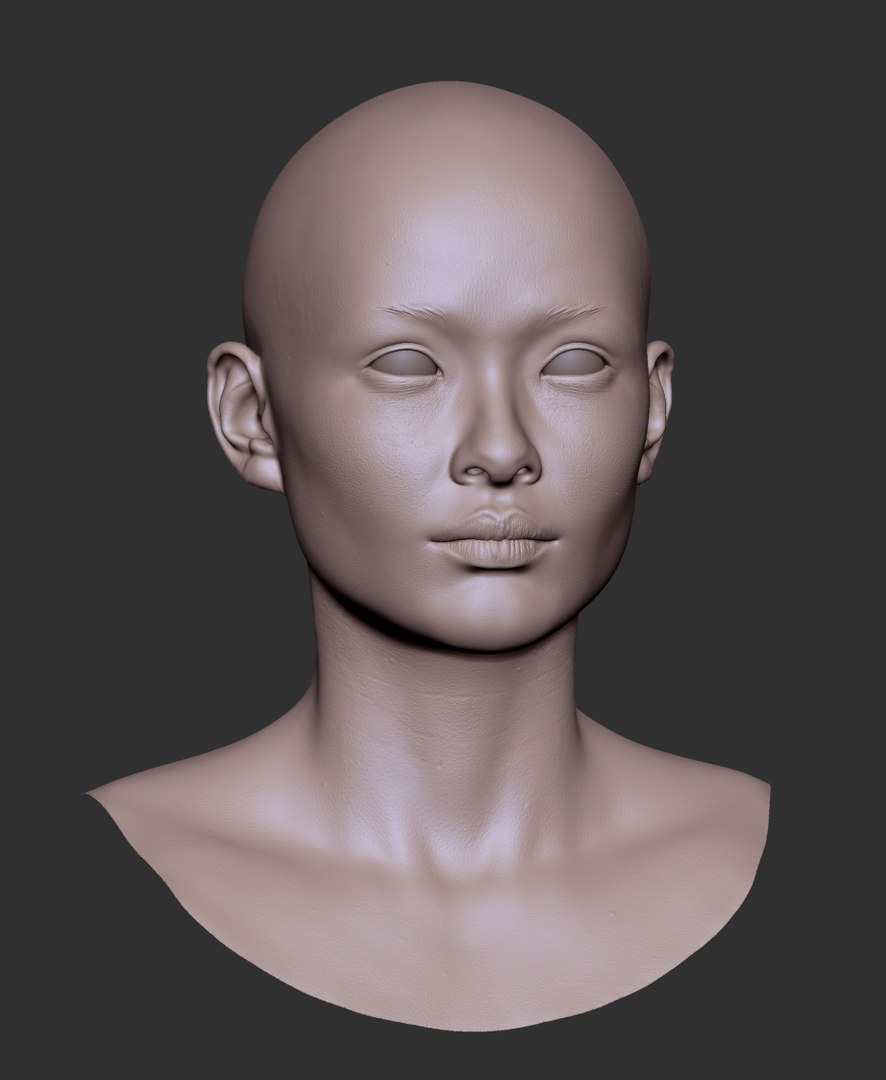 Asian woman head face 3D model - TurboSquid 1362337