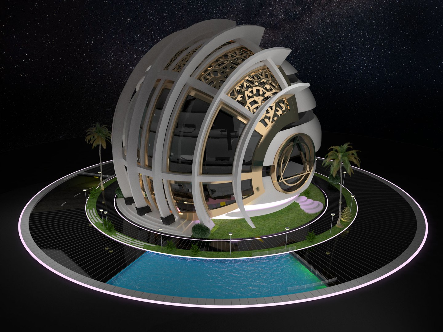 Creative Sphere Building 3D Model - TurboSquid 1803988